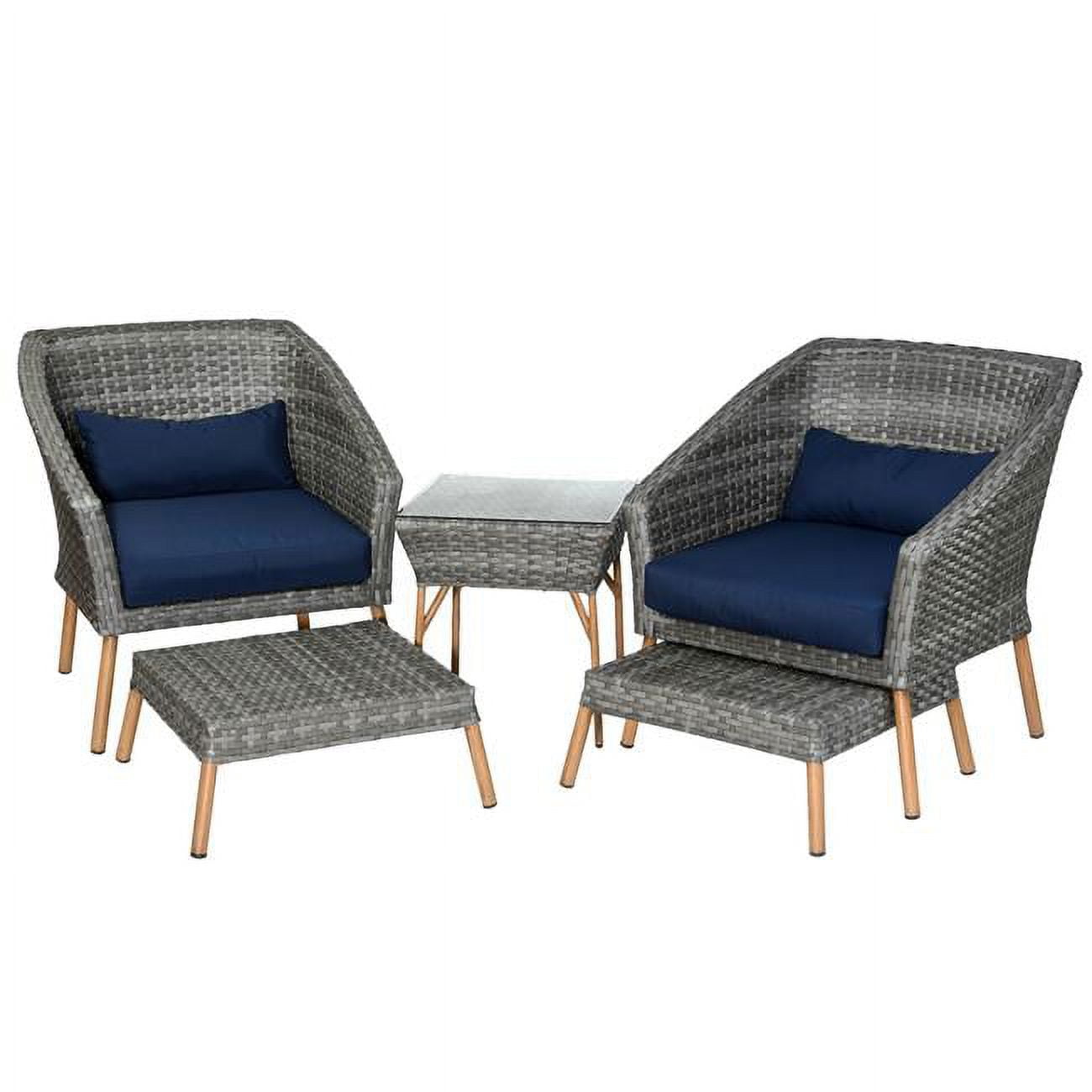 National Tree Company 5-Piece Gray All Weather PE Wicker Furniture Set ...