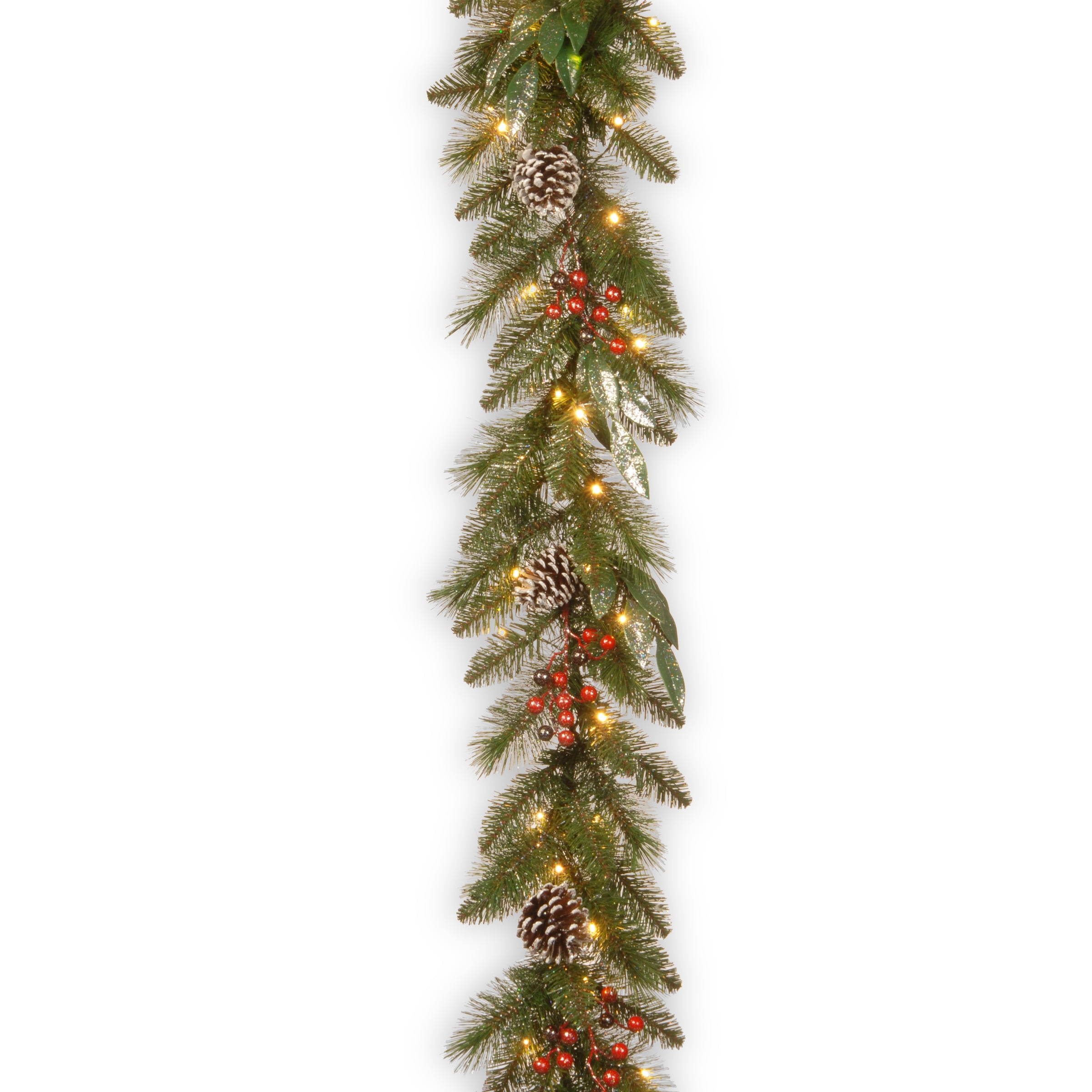 National Tree Company 9 ft. Frosted Pine Berry Garland with Clear ...