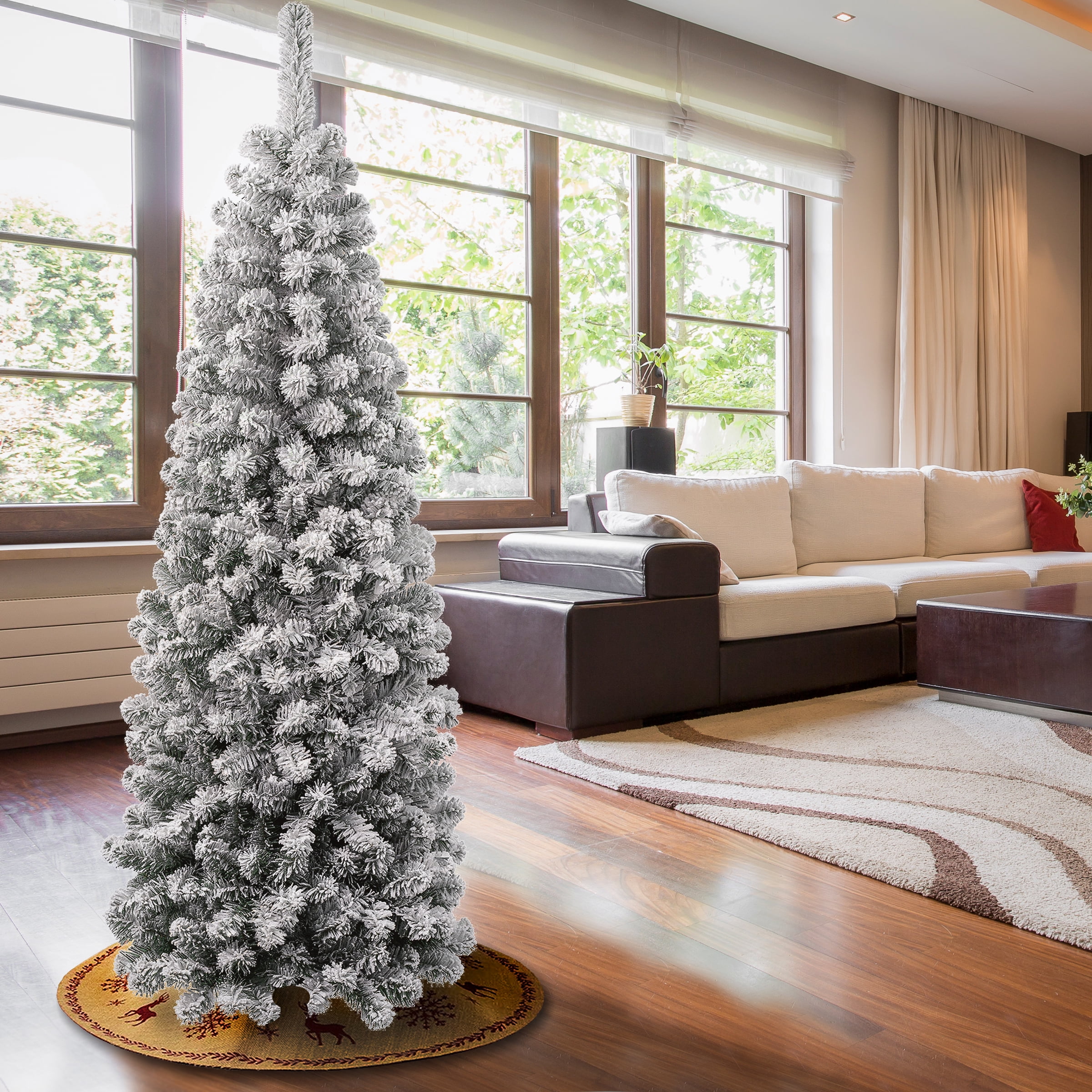 National Tree Company First Traditions 6ft Acacia Flocked Slim ...