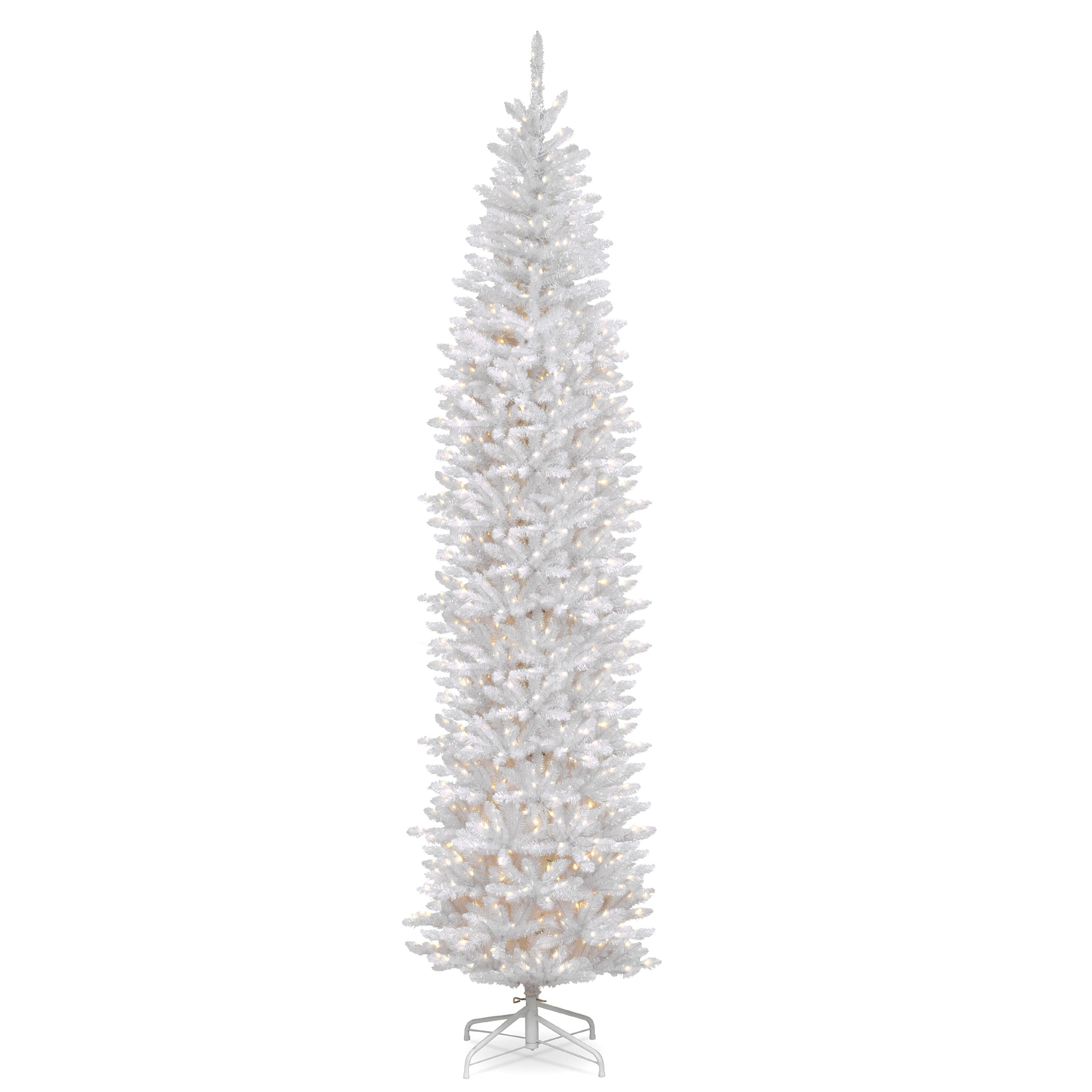 National Tree Company Artificial Pre-Lit Slim Christmas Tree, White ...