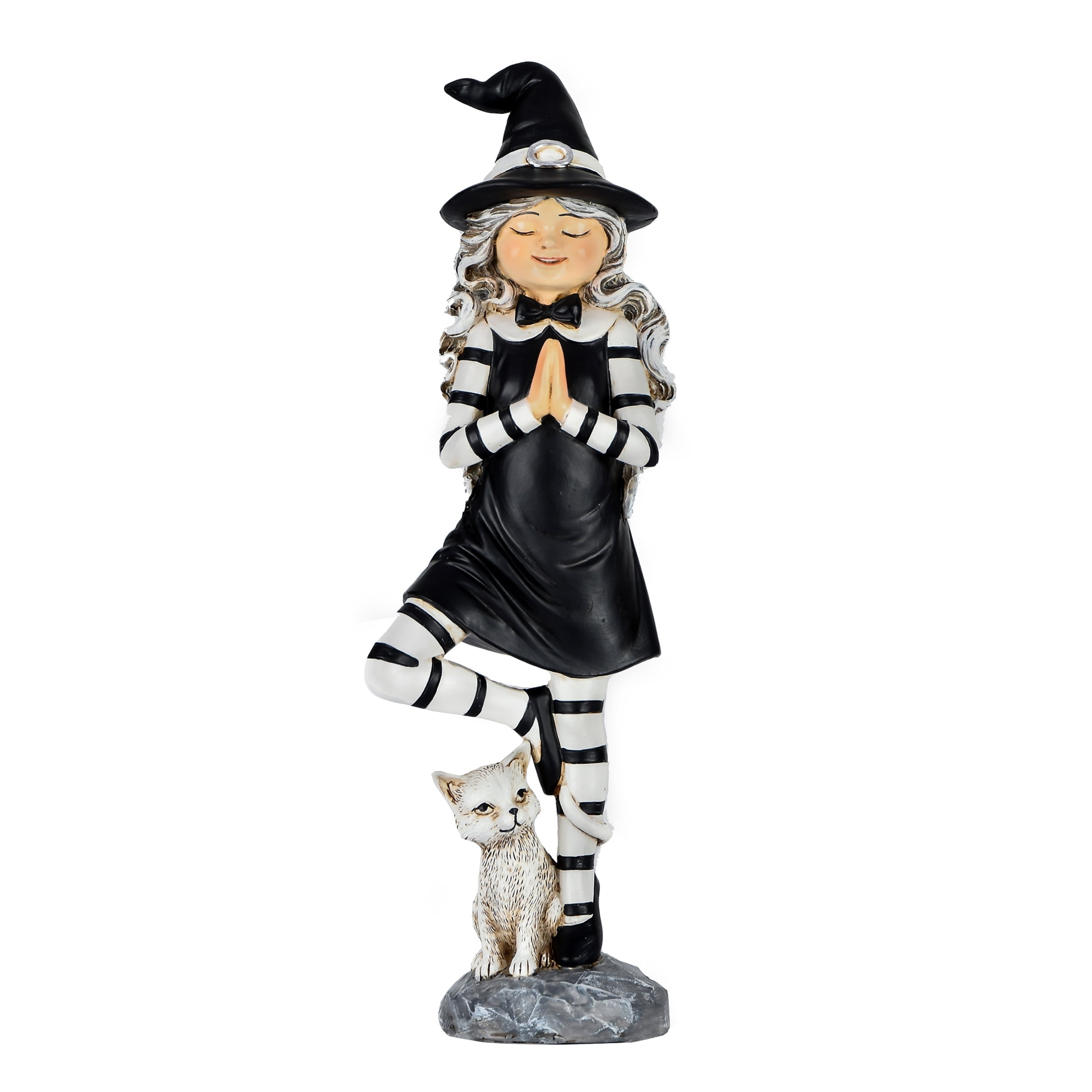 9 in. Halloween Figurine, Black, White, Whitch, Yoga Pose - Walmart.com