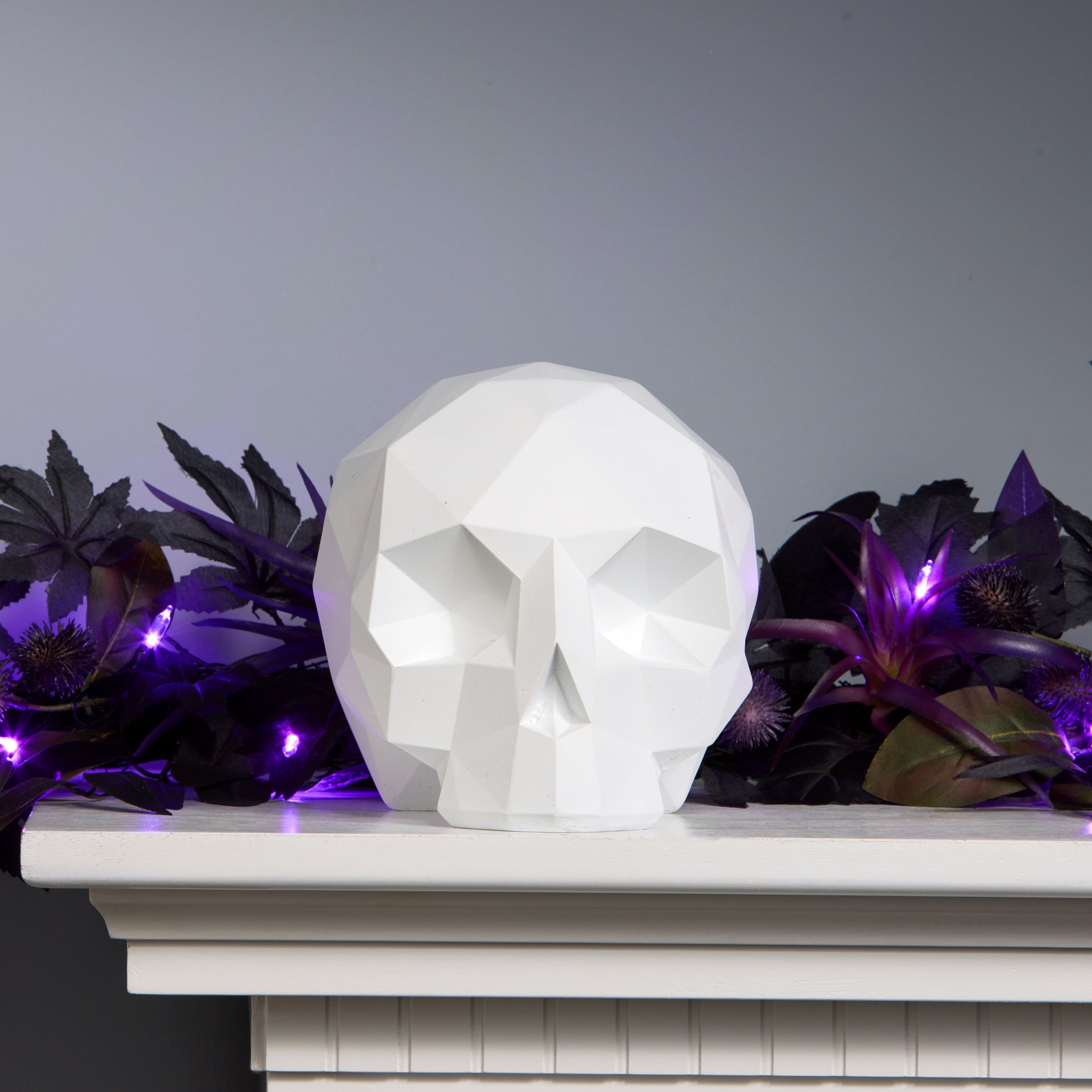 National Tree Company Halloween Origami Skull, White, Tabletop ...