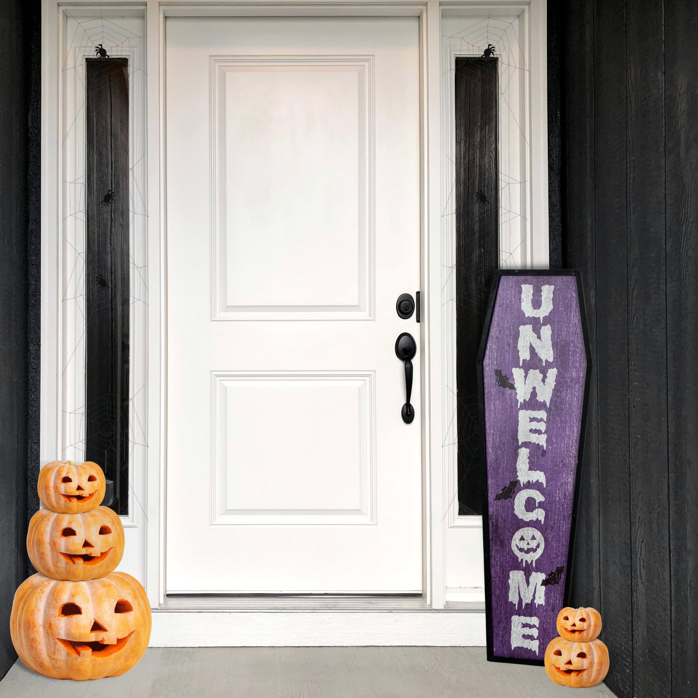 National Tree Company Halloween Porch Sign, Purple, Unwelcome, Coffin ...