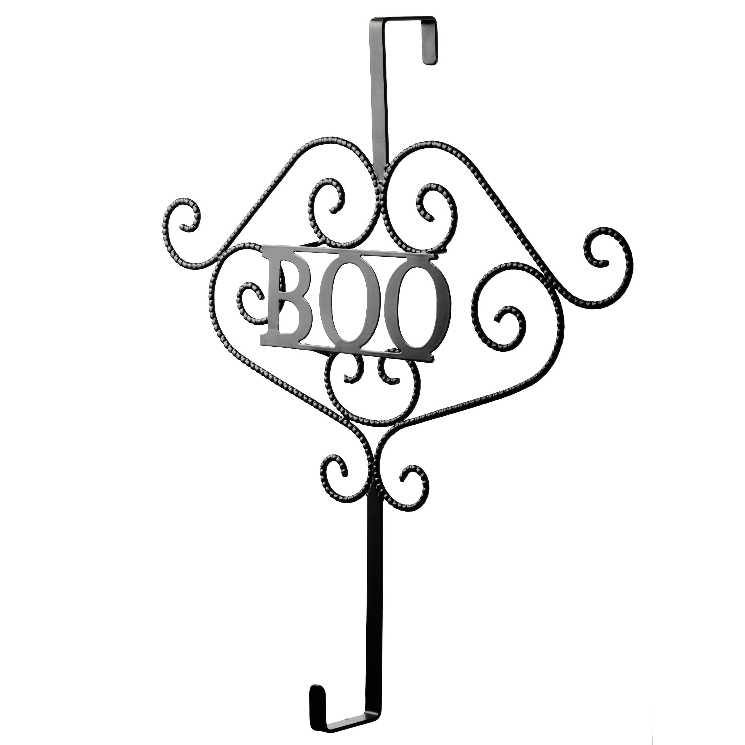 National Tree Company Halloween Wreath Hanger, Black, Metal, BOO, 17 ...