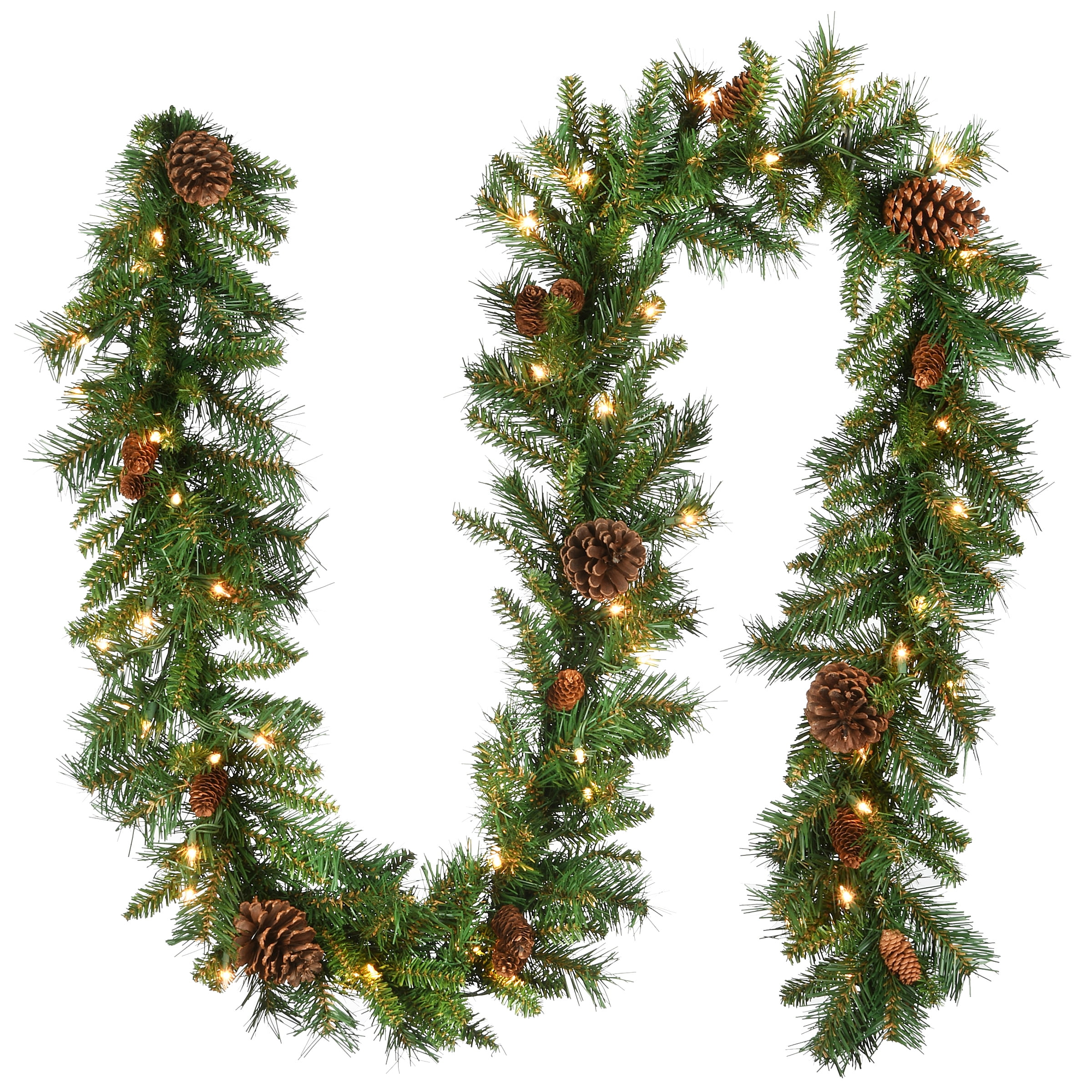 National Tree Co. 9ft Pre-Lit Artificial Christmas Garland with Pine ...
