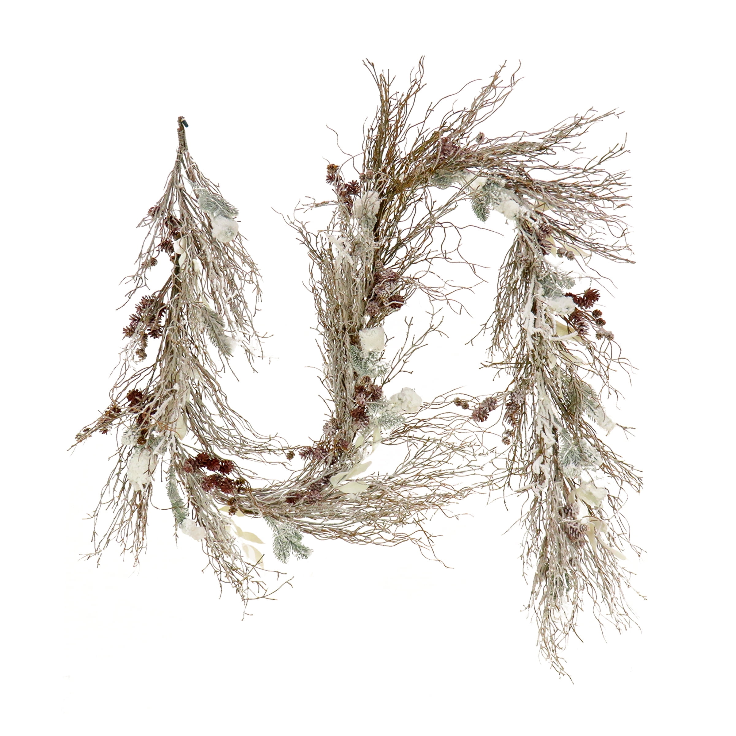 9 ft. Pre-Lit Artificial Christmas Garland, Green, Snowy Alpine, Pine ...