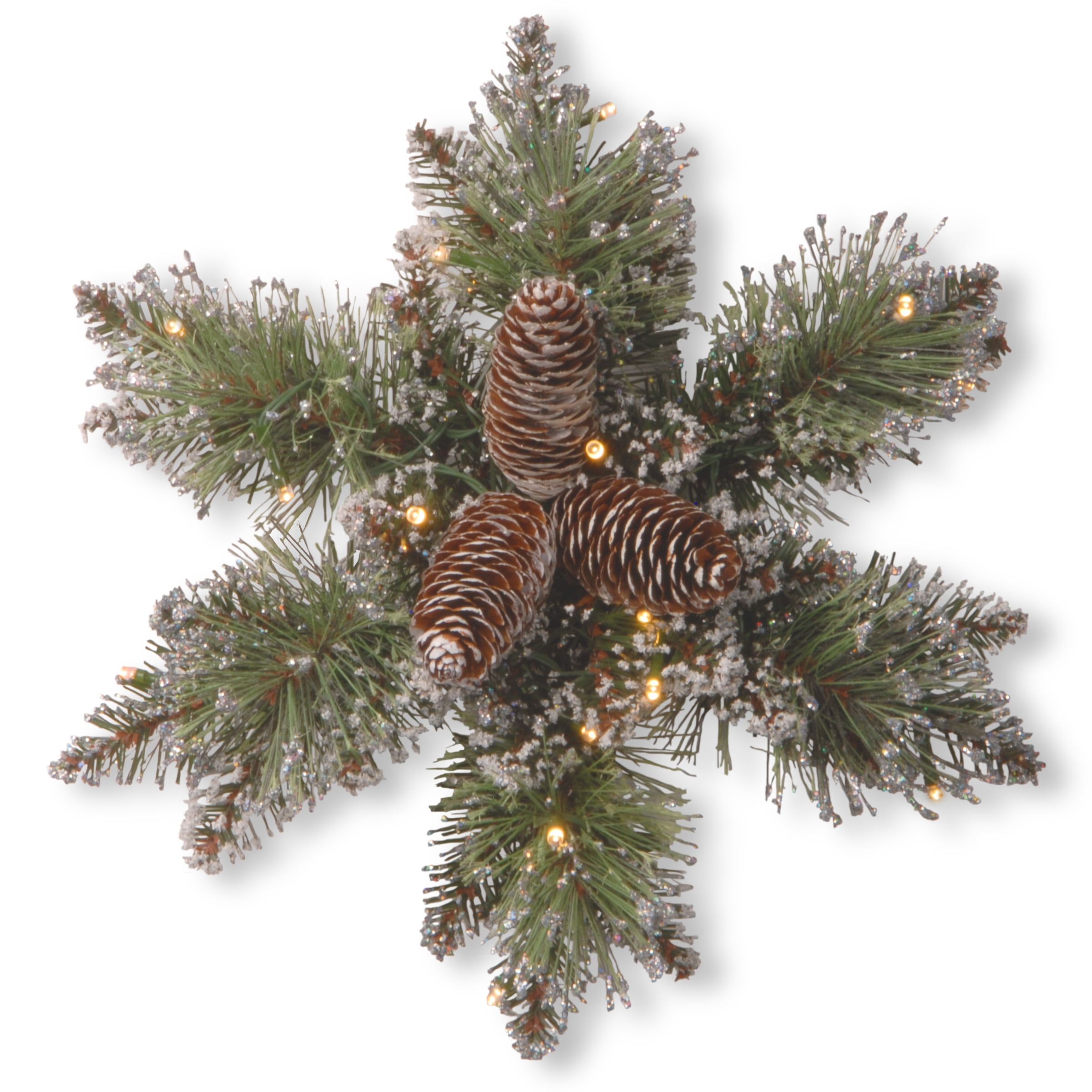 National Tree Co. 14'' Star Wreath, Pre-Lit with White LED, Decorated ...