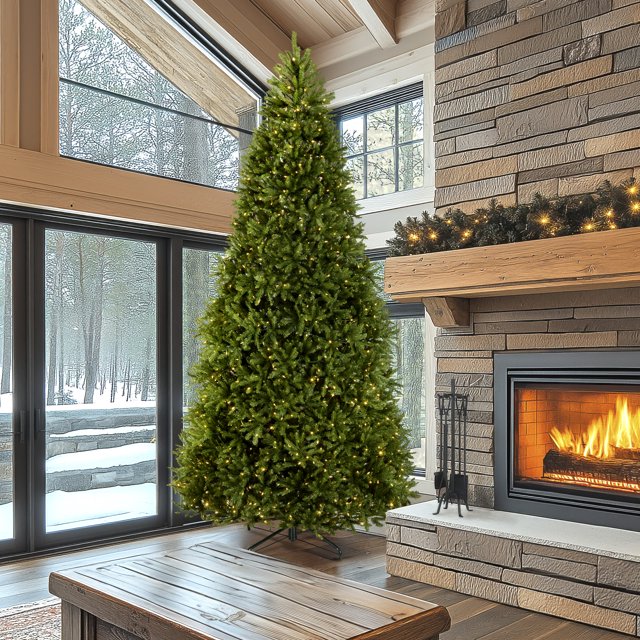 National Tree Company 12ft Pre-Lit Dunhill Fir Christmas Tree with Dual ...