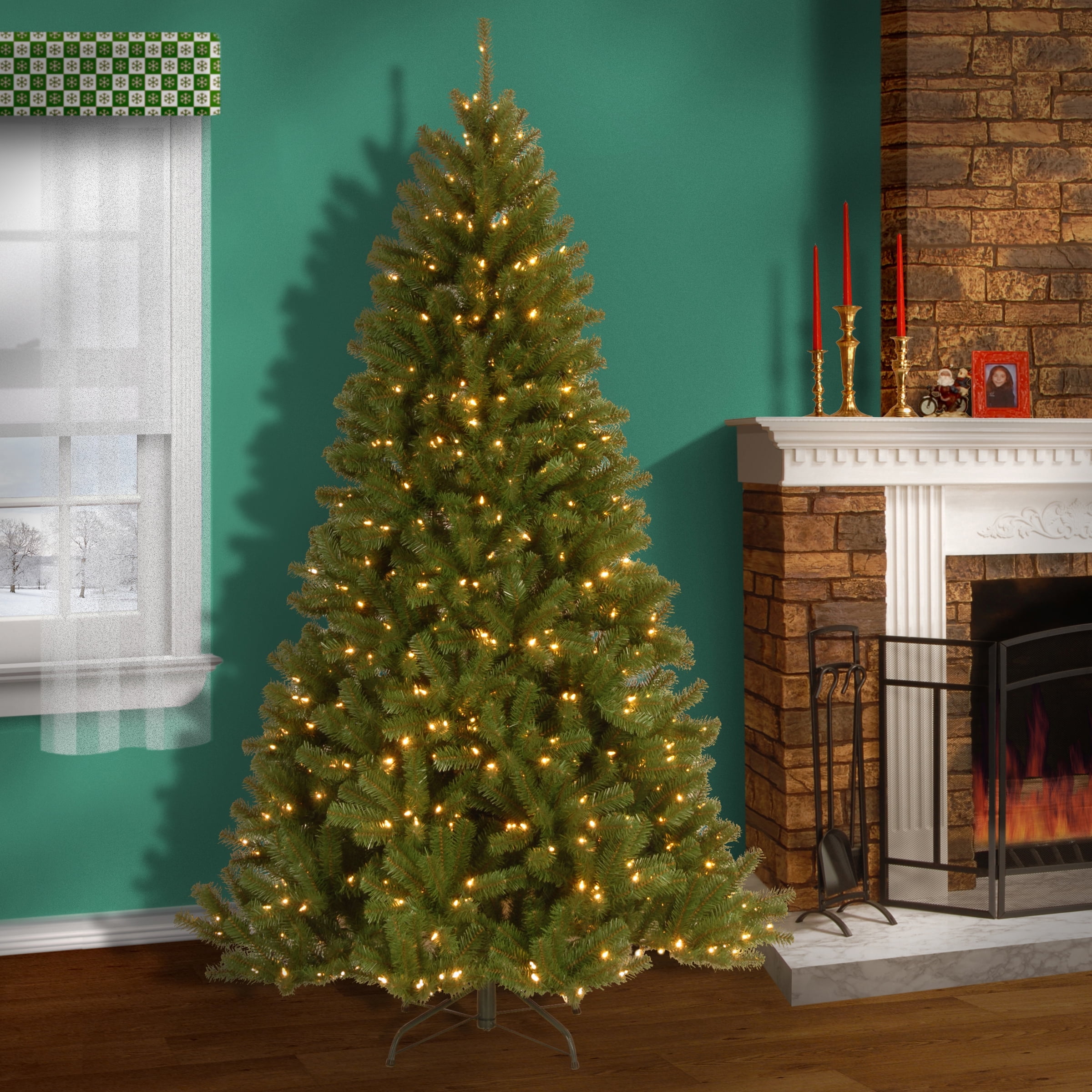 National Tree Company 7.5 ft. Pre-Lit Artificial North Valley Spruce ...