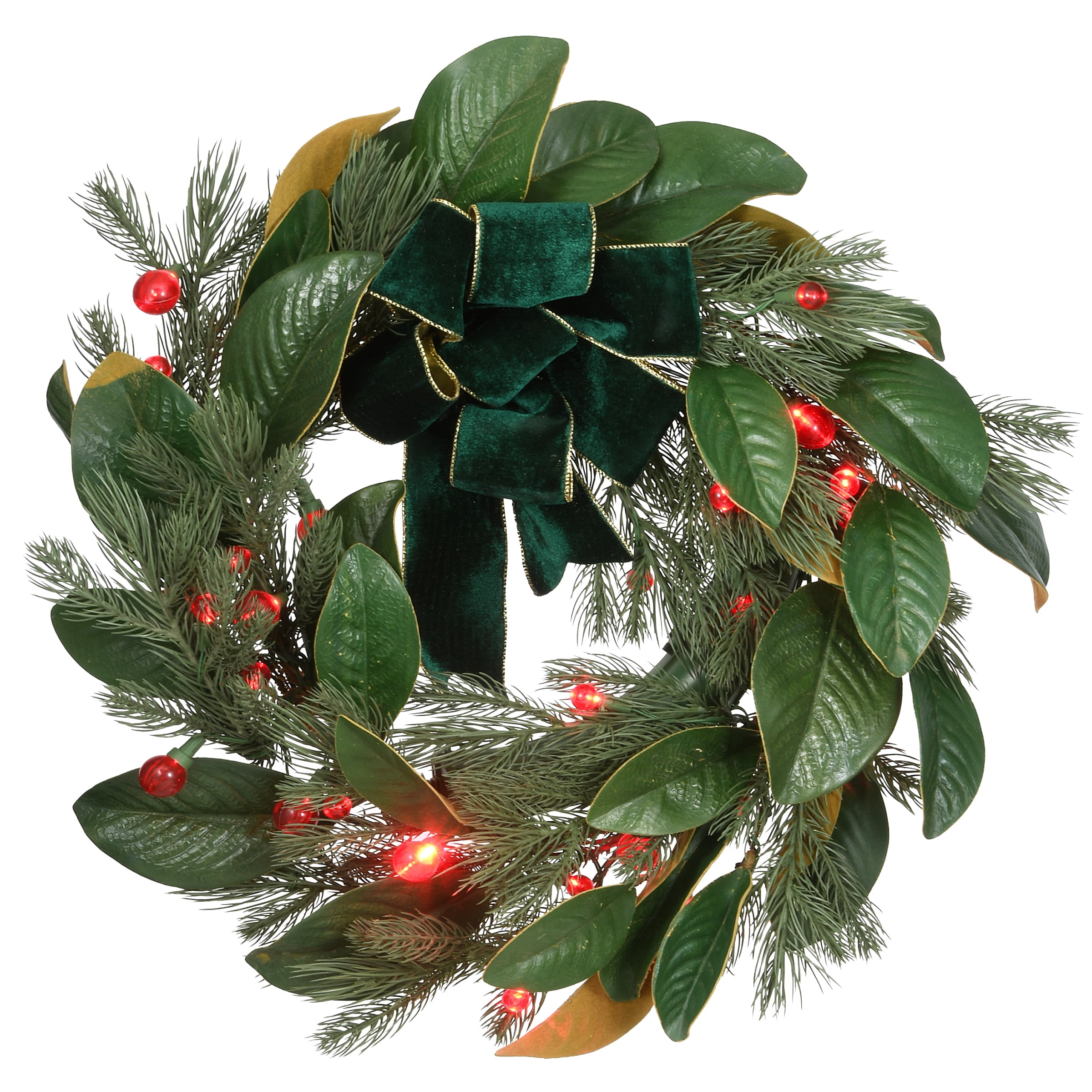 National Tree Company Pre-Lit Artificial Christmas Wreath, Green, Mixed ...