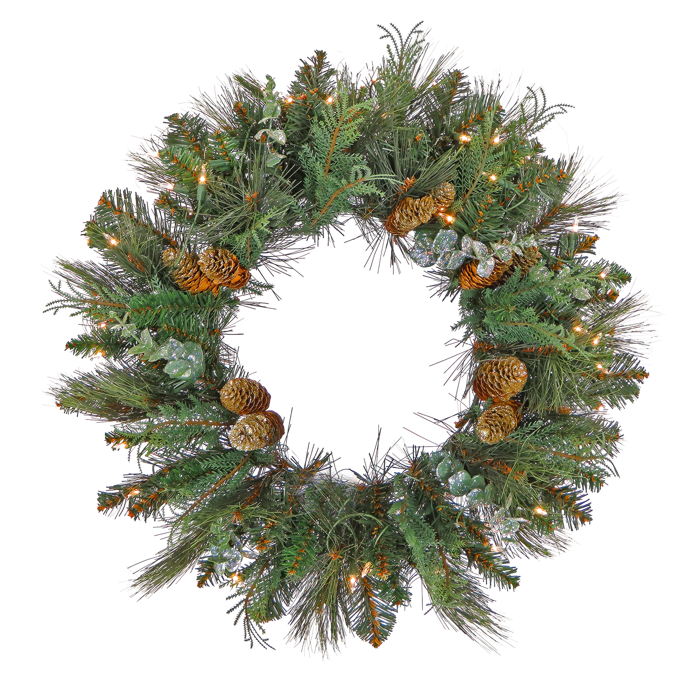 National Tree Company Pre-Lit Artificial Christmas Wreath, Green, North ...