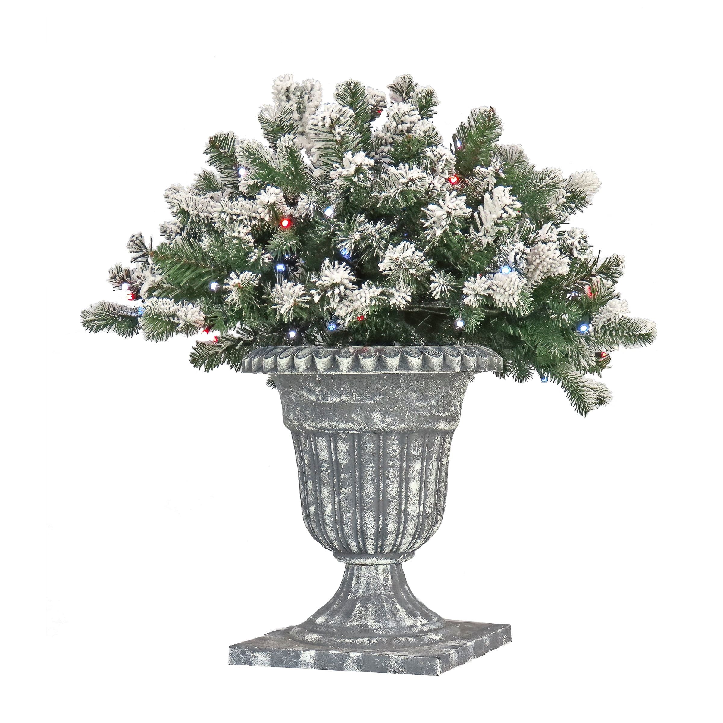 2 ft. Pre-Lit Feel Real® Artificial Porch Bush, Green, Snowy Sheffield ...