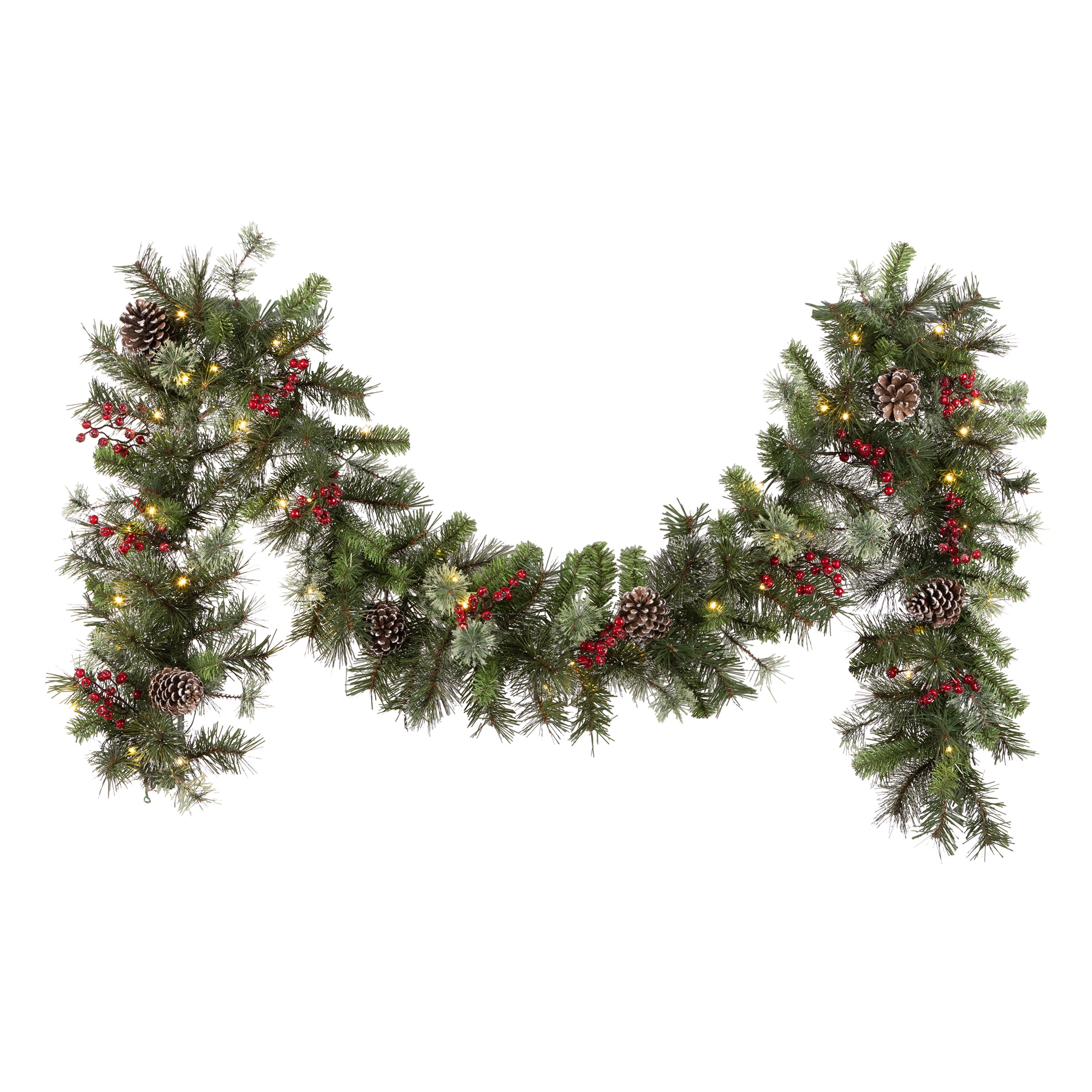 National Tree Company Pre-lit Artificial Christmas Garland, Green, Iced ...