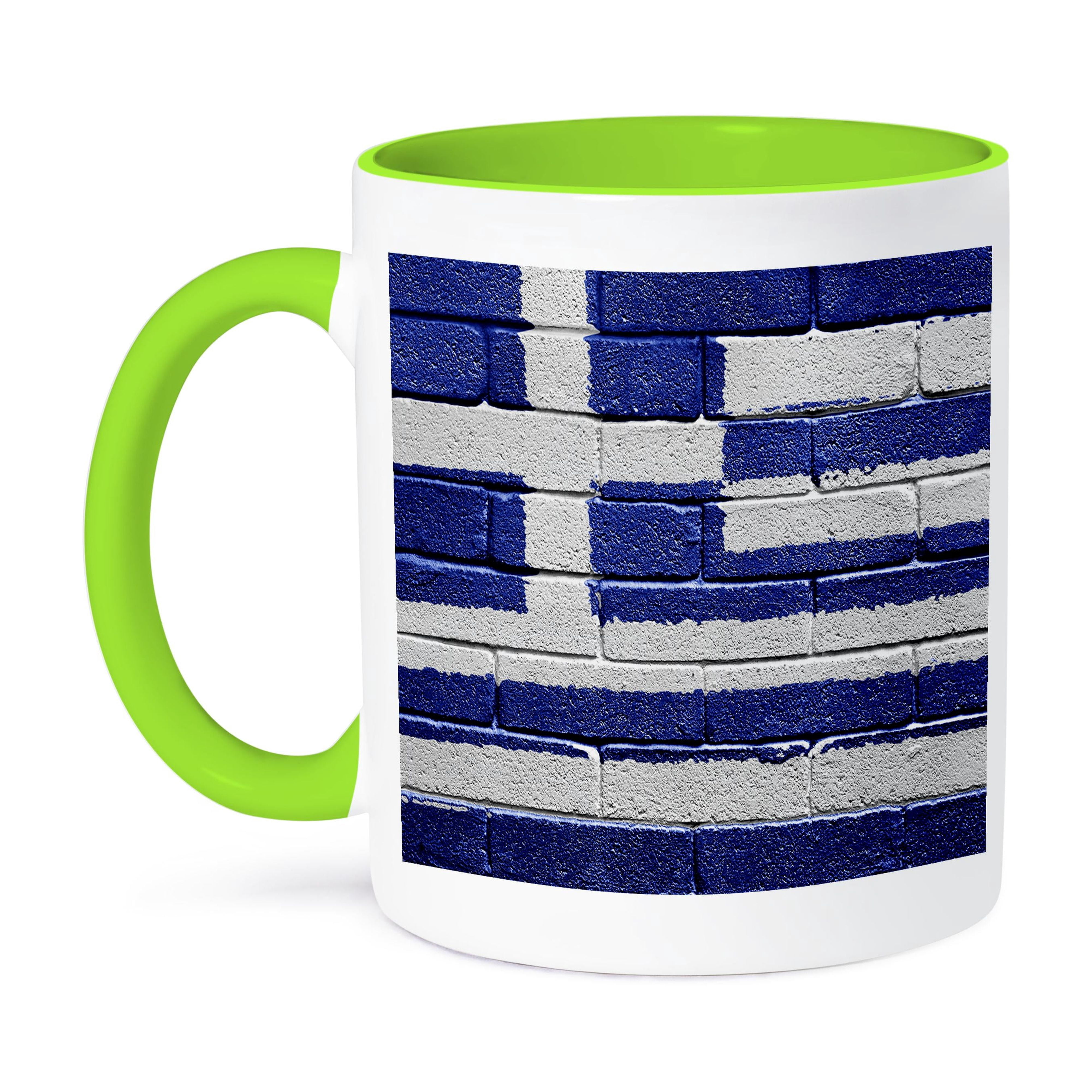 3dRose, National flag of Greece painted onto a brick wall Greek, 15oz ...