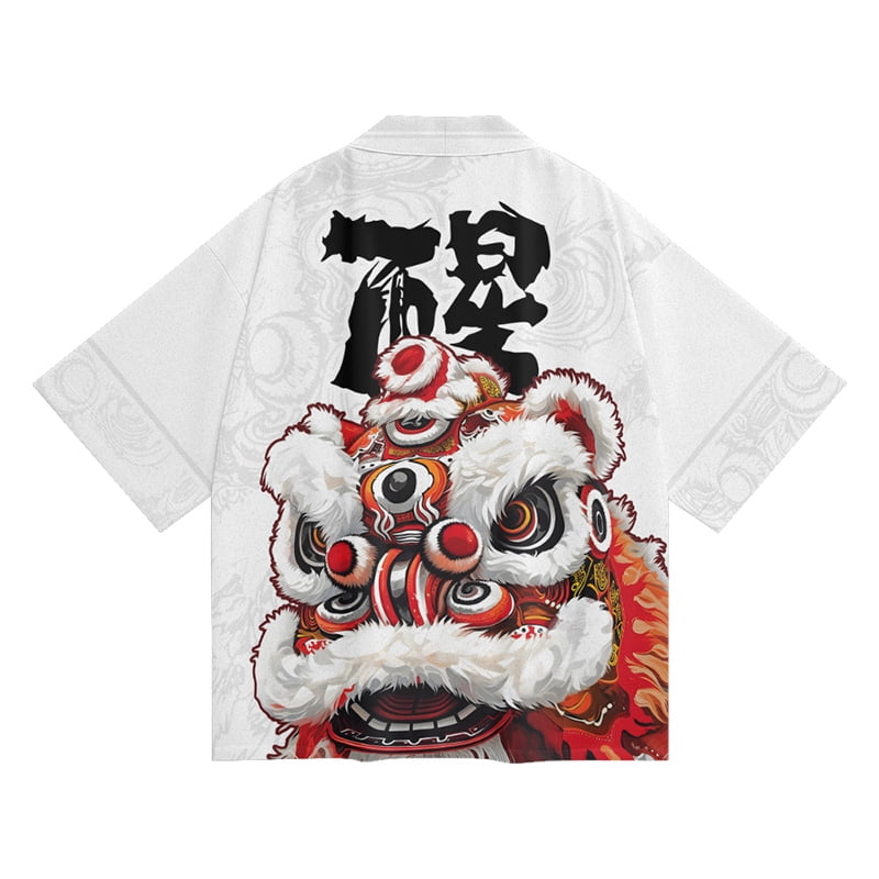 National tide Chinese traditional culture lion dance kimono Taoist robe ...