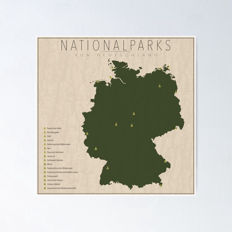 Nationalparks von Deutschland UNFRAMED Poster, 24x36 - Walmart.com