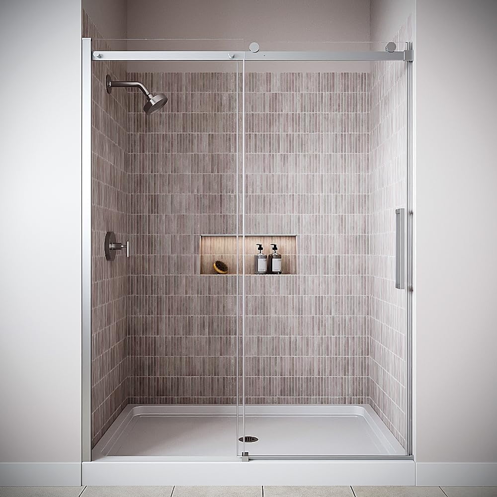 Natisone 60'' x 76'' Semi-Frameless Sliding Shower Door with ...