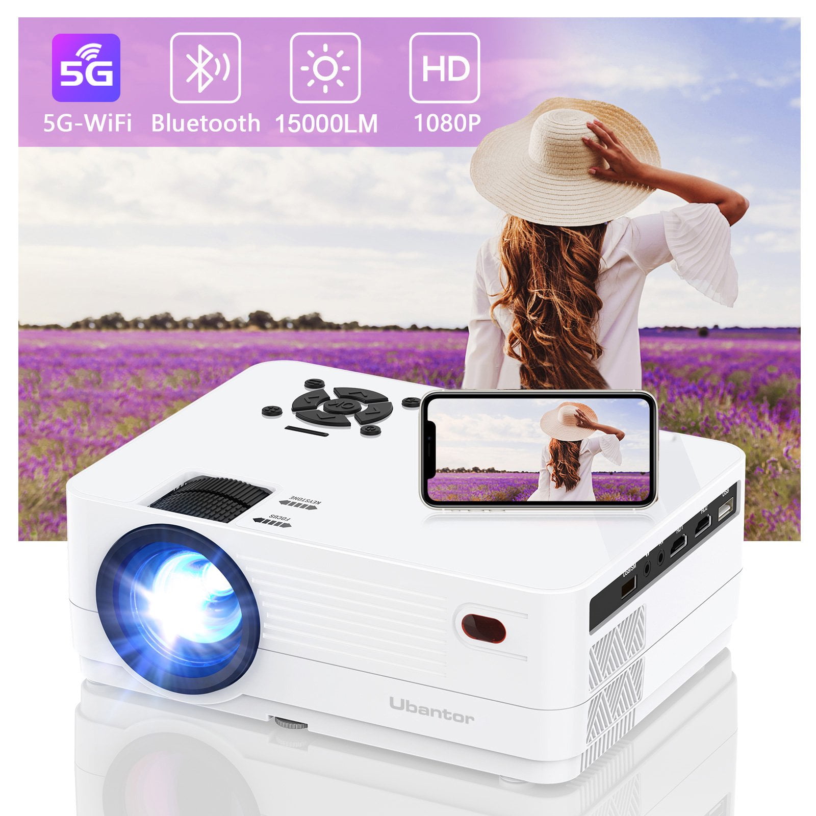 Native 1080P 5G WiFi Bluetooth Projector (Carrying Bag Included ...