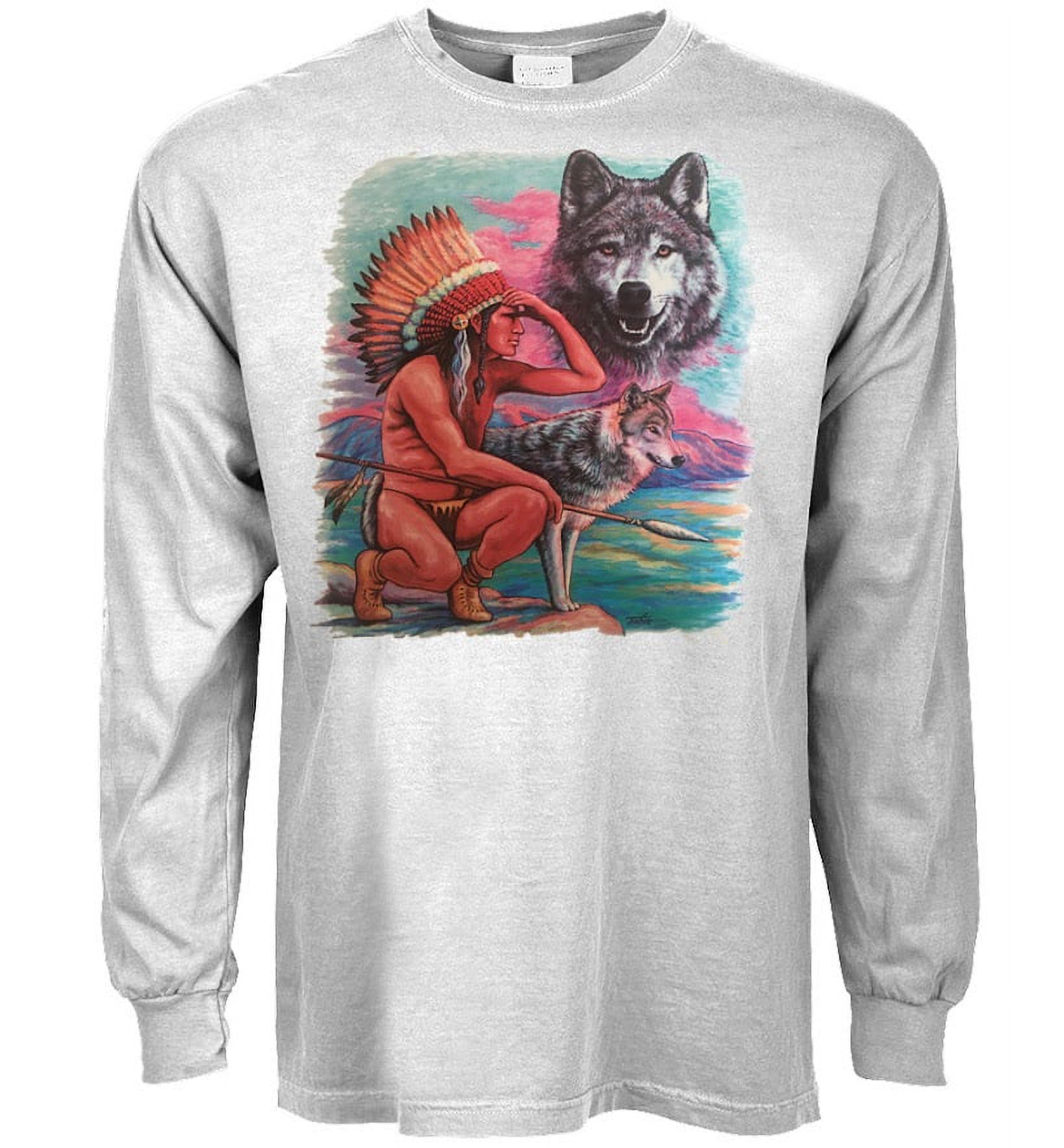 Native Amercian Indian Wolves Wolf T-shirt Long Sleeve Mens - Walmart.com
