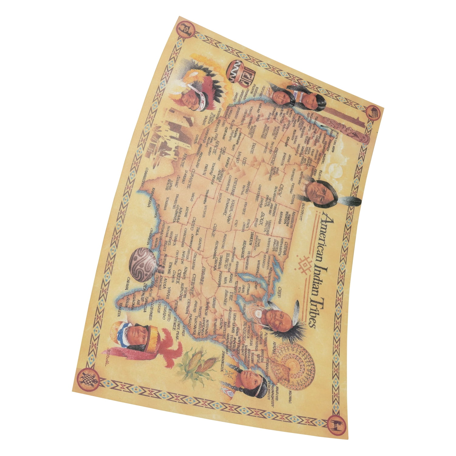 Native American Art Decor Tribes Map Posters Poster 28x43cm Frameless ...