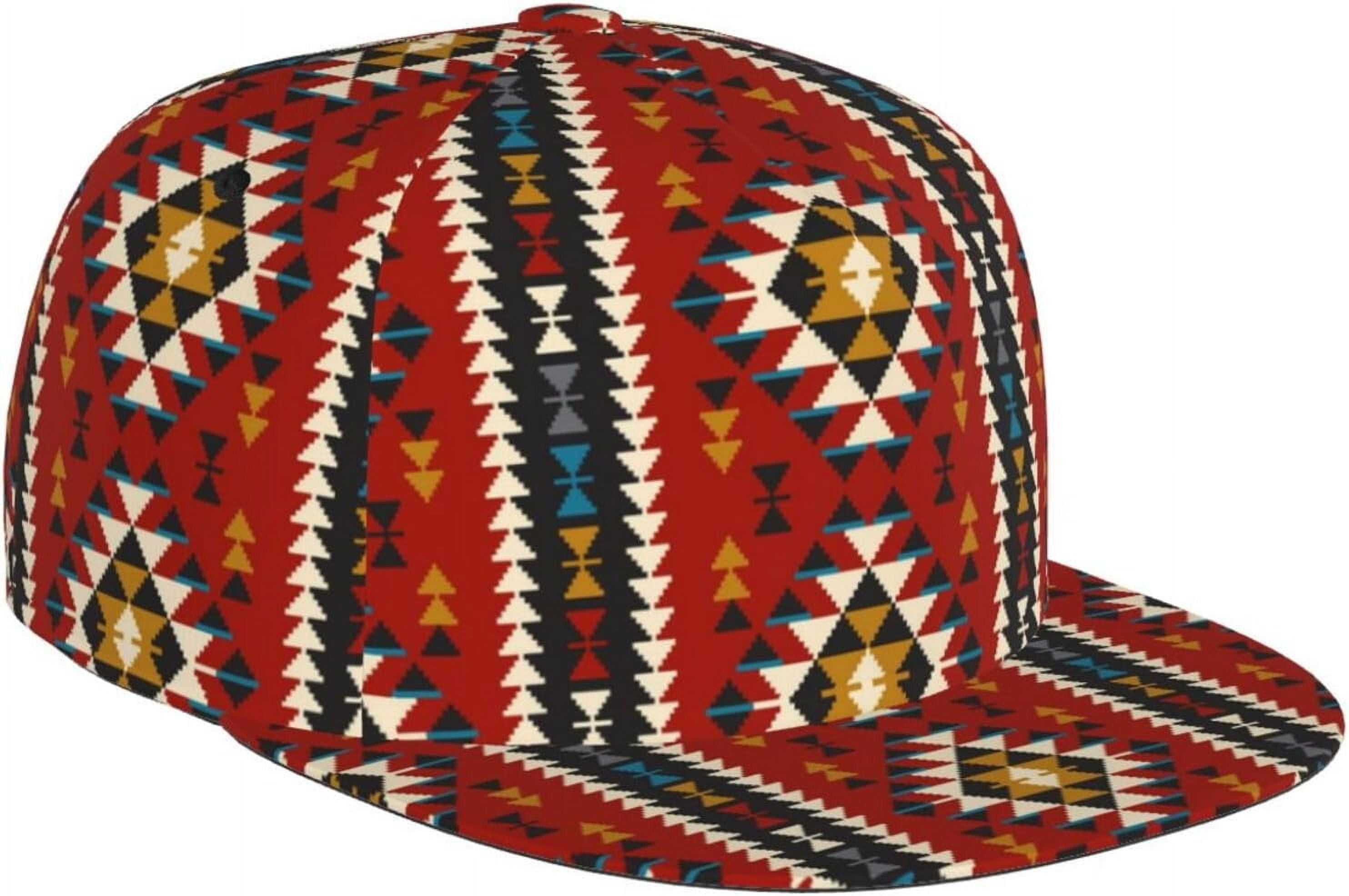 Native American Baseball Cap,Indian Print Adjustable Flat Bill Brim Cap ...