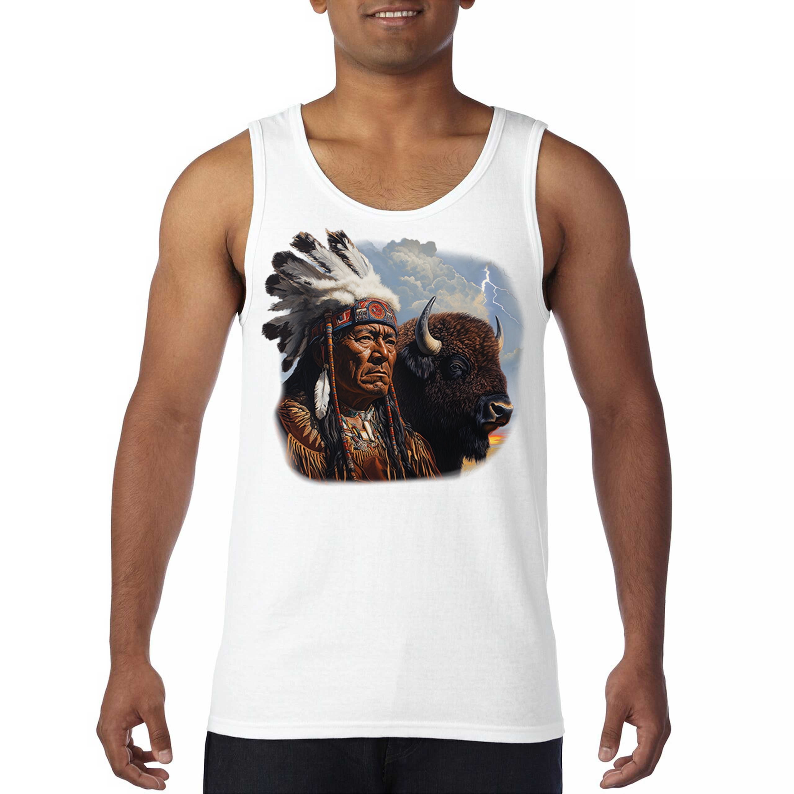 Native American Bison Chief Tank Top Spirit Buffalo Tribal Elder ...