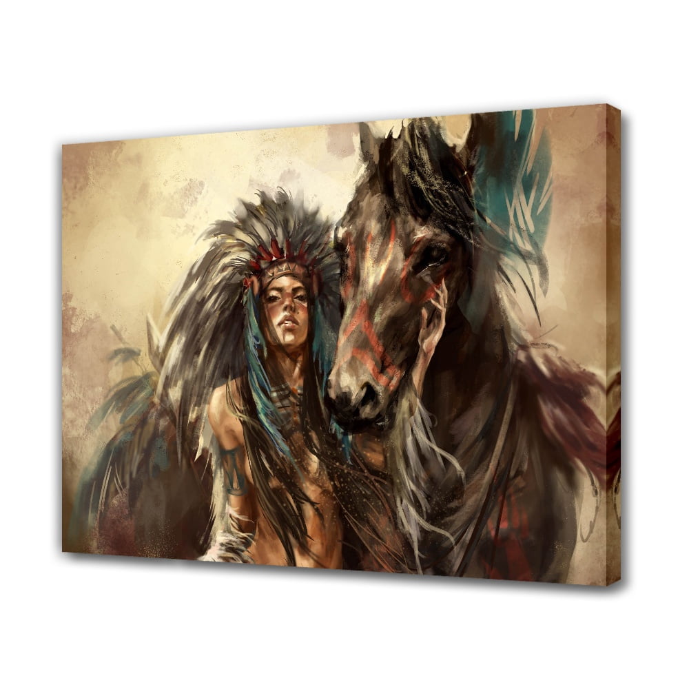 Native American Decor Canvas Poster Bedroom Decor Sports Landscape ...