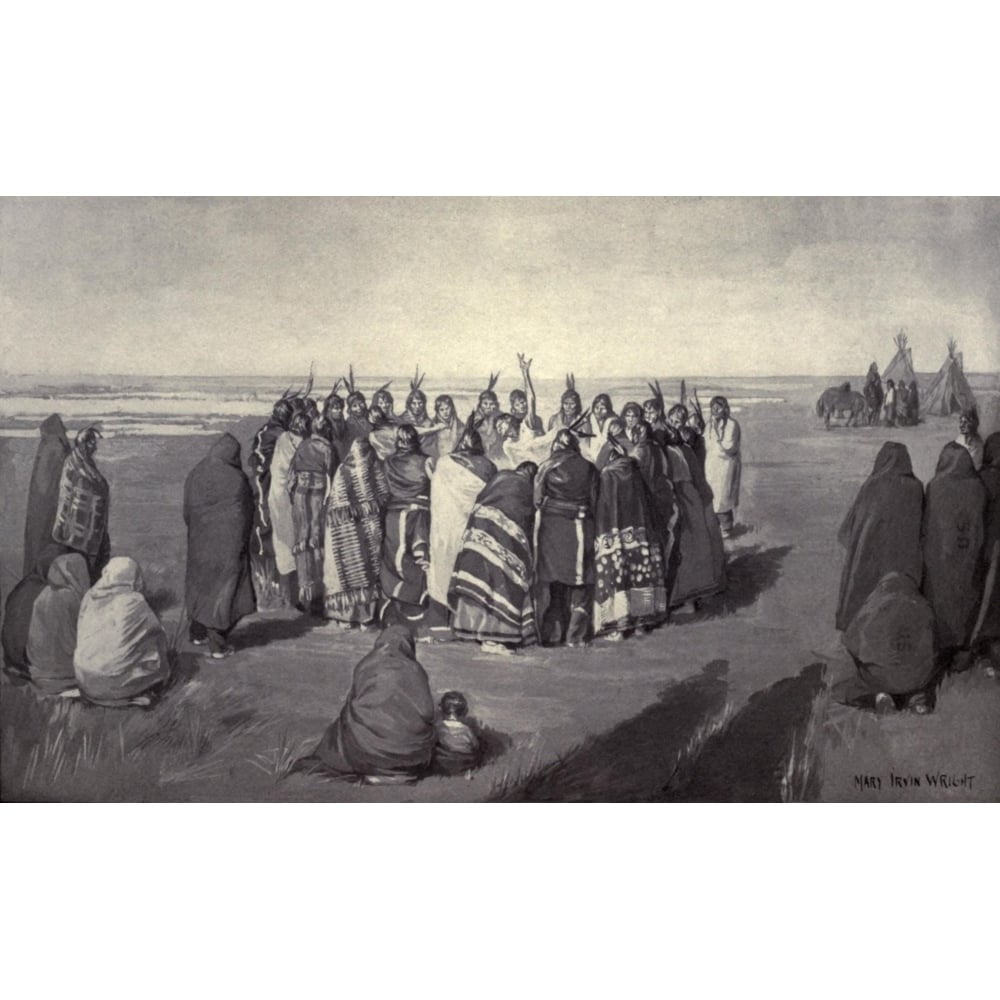 Native American Ghost Dancers In A Circle History (36 x 24) - Walmart.com