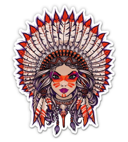 Native American Girl Pretty - 12" Vinyl Sticker Waterproof Decal ...