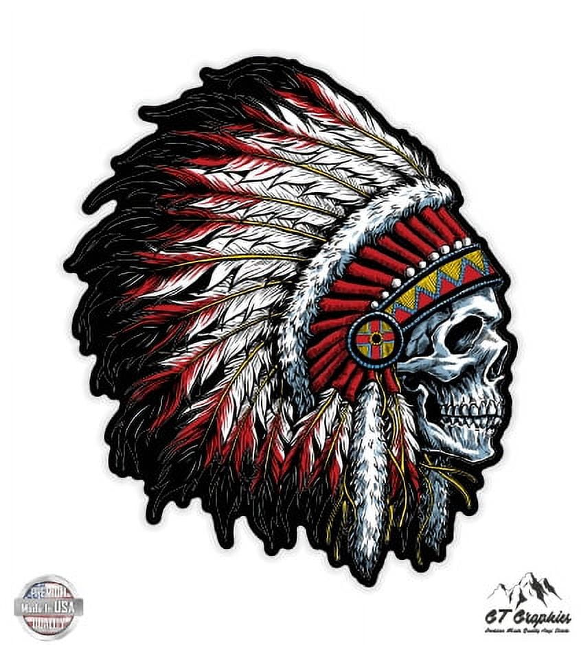 Native American Headdress Skull - 8" Vinyl Sticker - For Car Laptop I ...