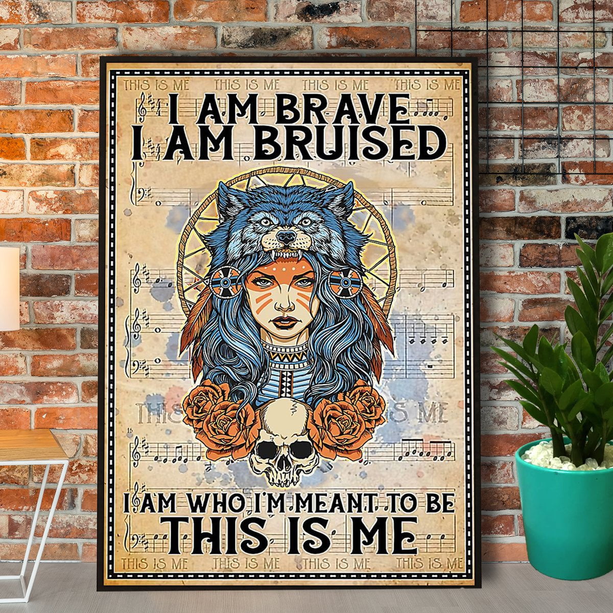 Native American I Am Brave I Am Bruised Vintage Paper Poster No Frame ...