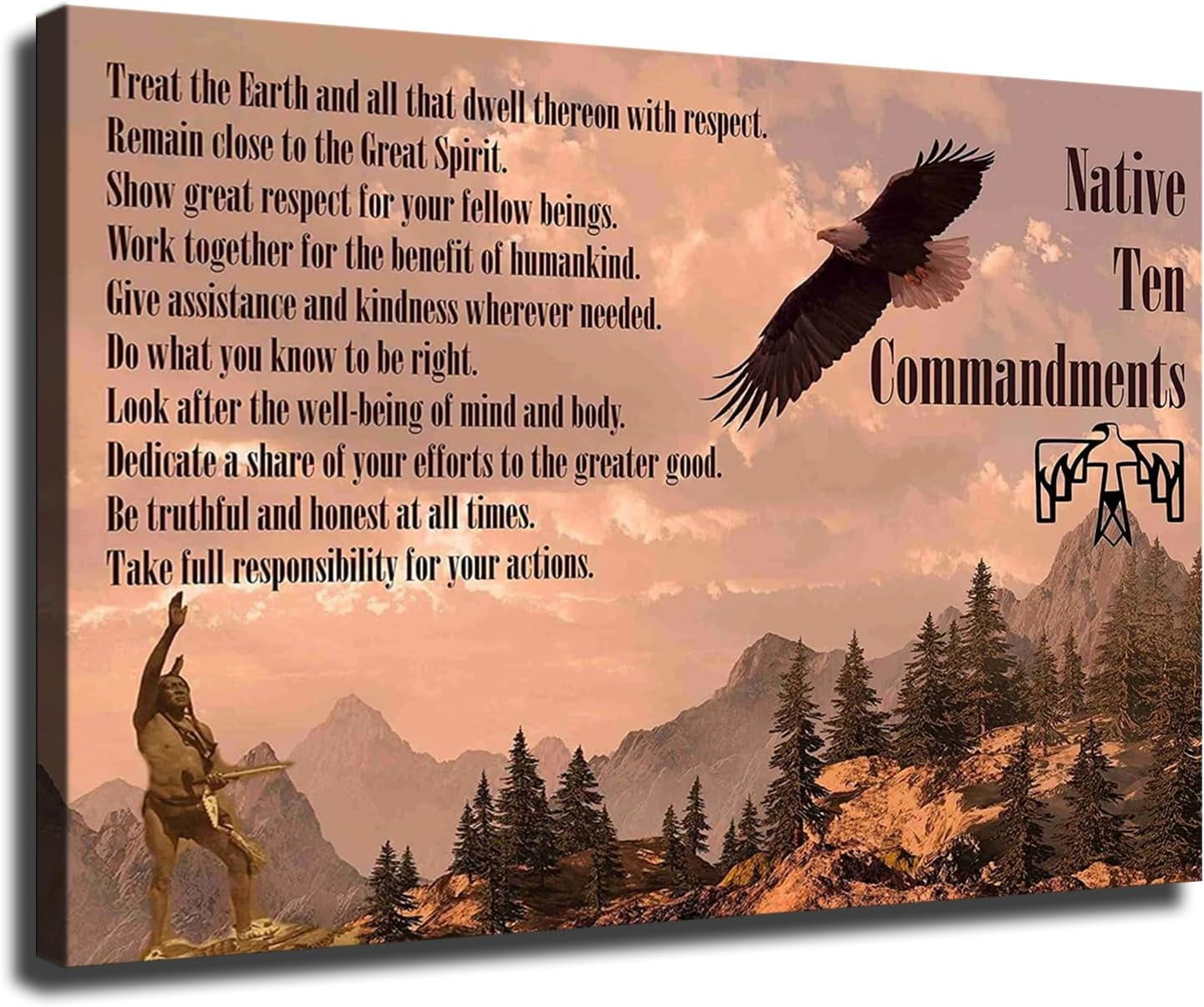 The Native American Indian 10 Ten Commandments Poster Canvas Picture ...