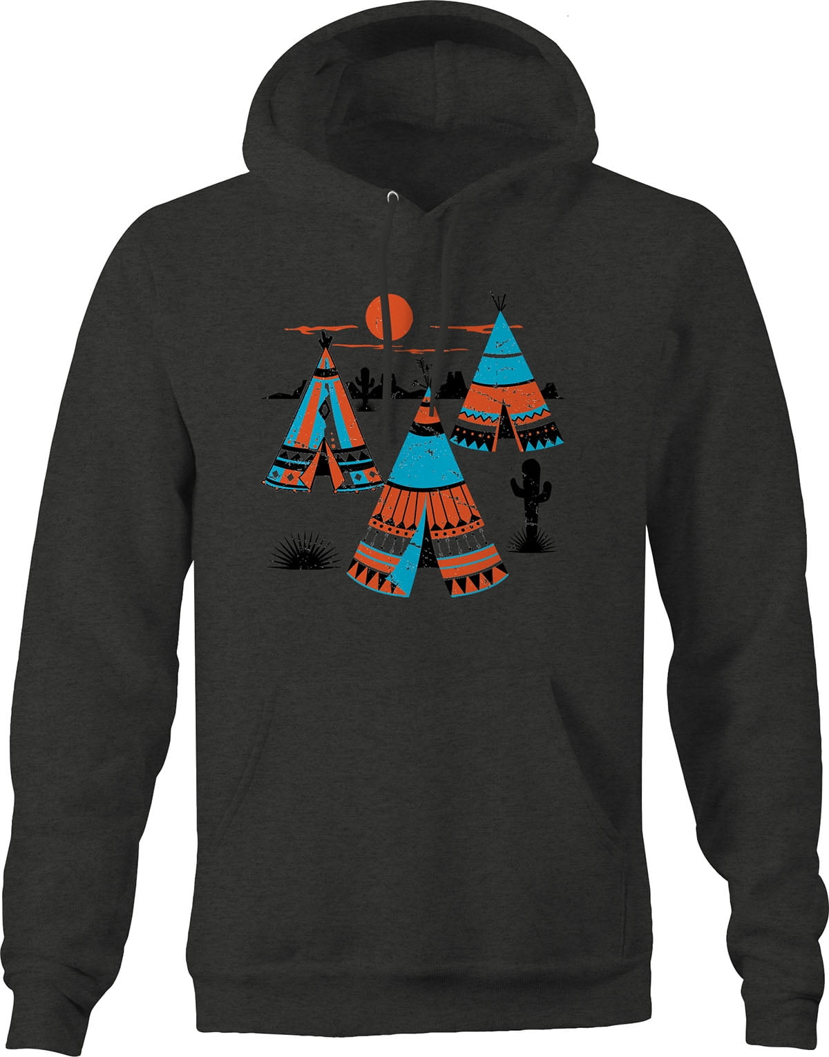 Native American Indian Sunset Hoodie for Big Men 3XL Dark Gray ...