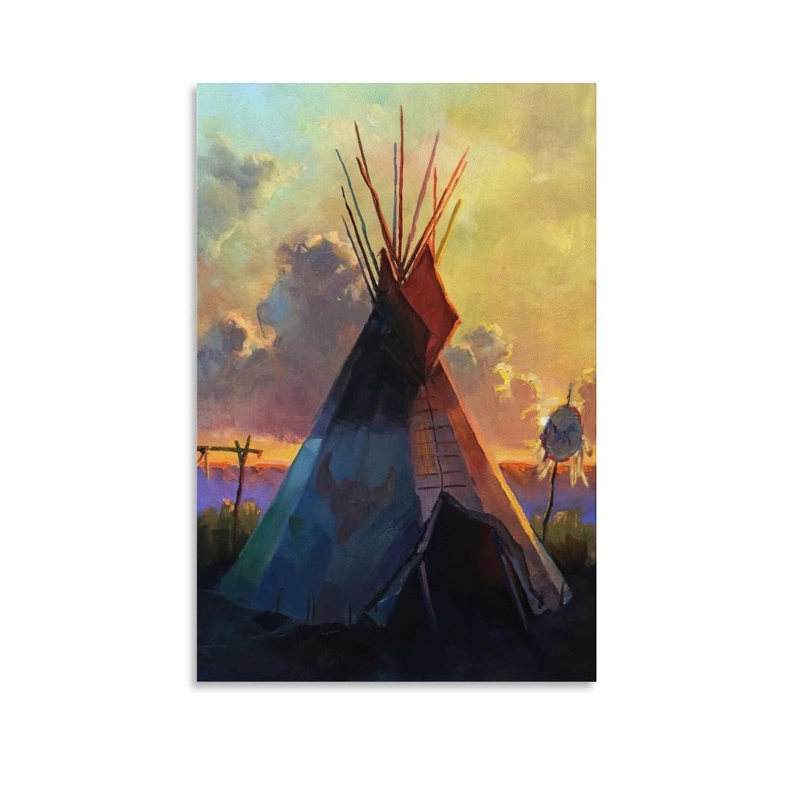 Native American Indian Teepee Southwester Poster Wall Art Canvas ...