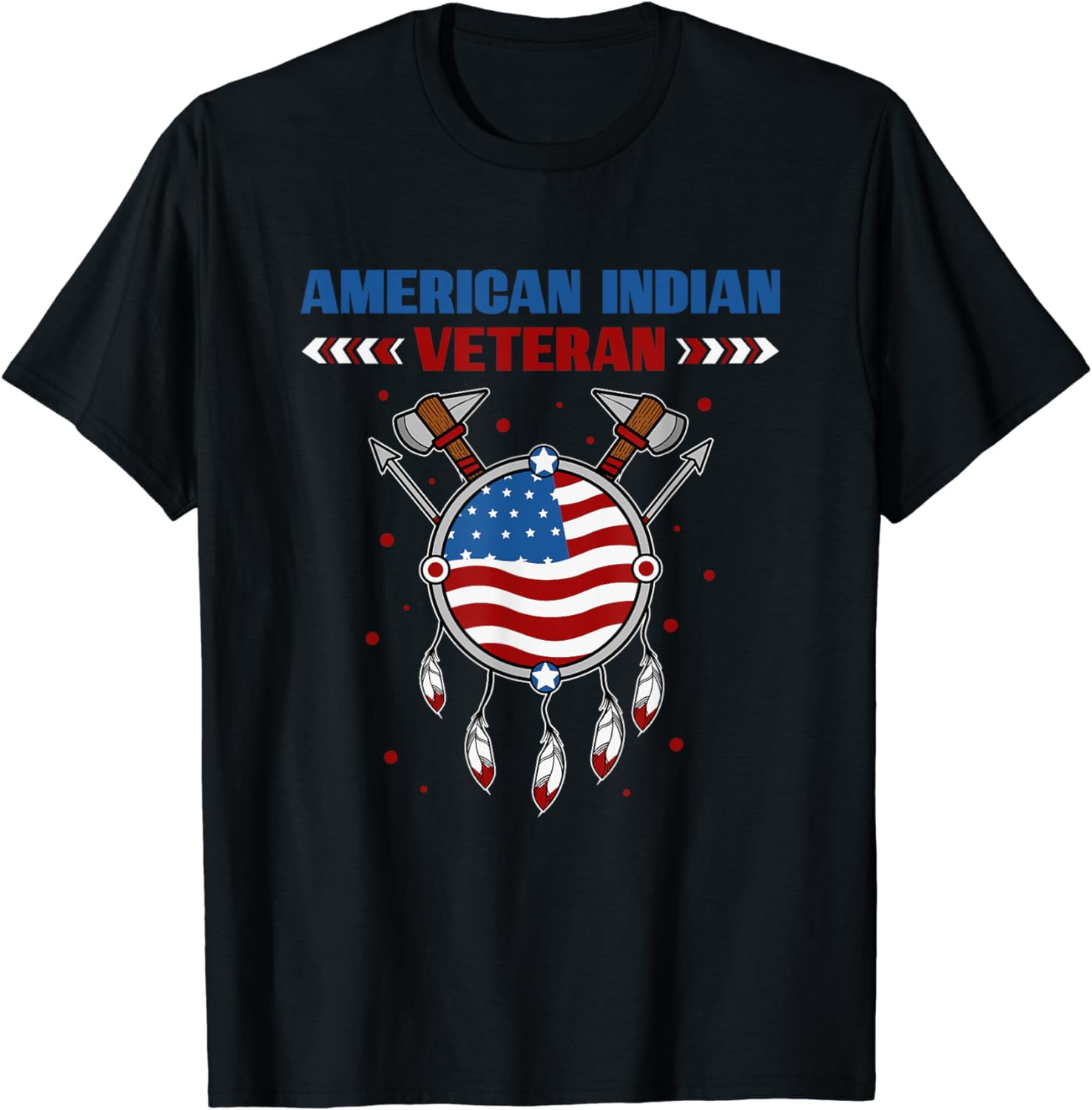 Native American Indian Veteran USA Flag Patriotic Indigenous T-Shirt ...