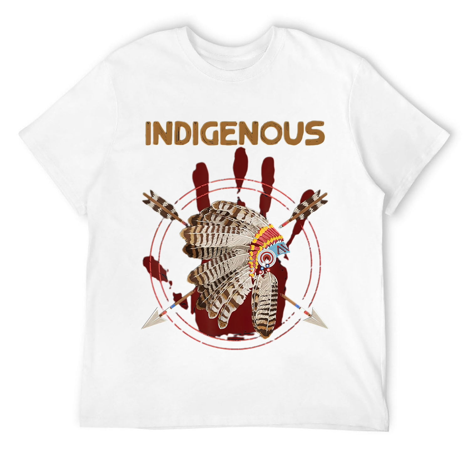 Native American Indigenous Red Hand Indian Blood Themed T-Shirt ...