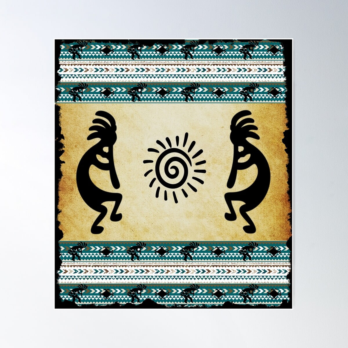 Native American Kokopelli With Tribal Design Poster Wall Art, Modern ...