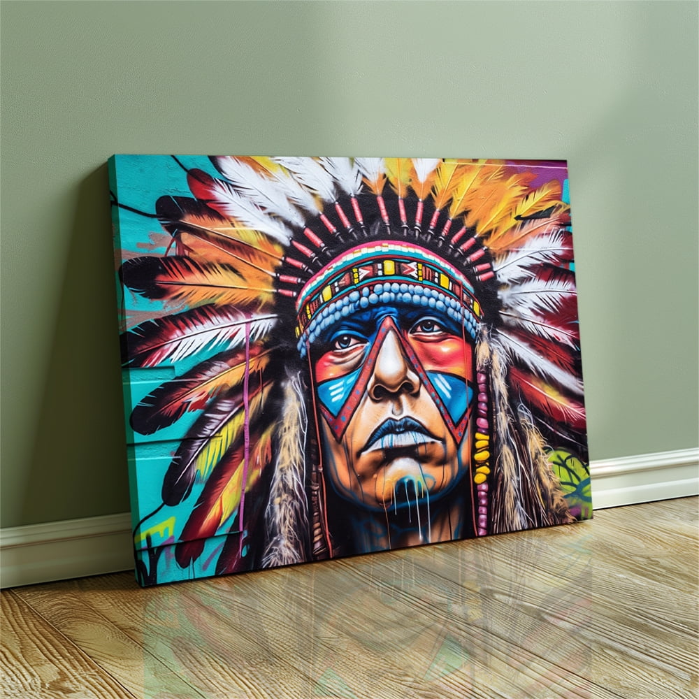 Native American Pictures Indians Warrior Feathered Chief Colorful ...