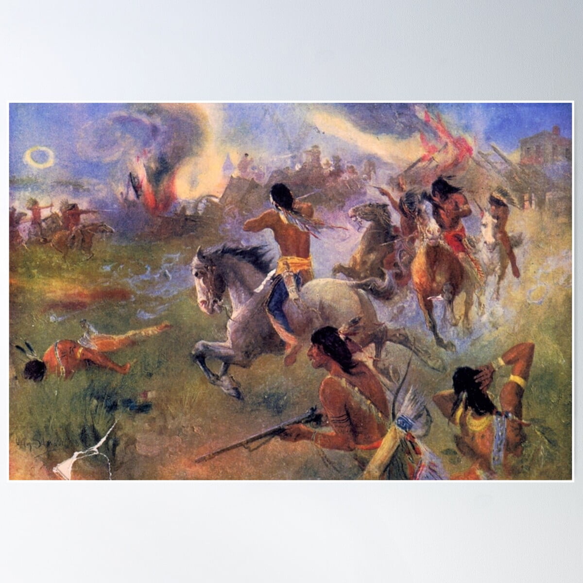 Native American Siege Of New Ulm Minnesota, 1862 Dakota War, Landscape ...