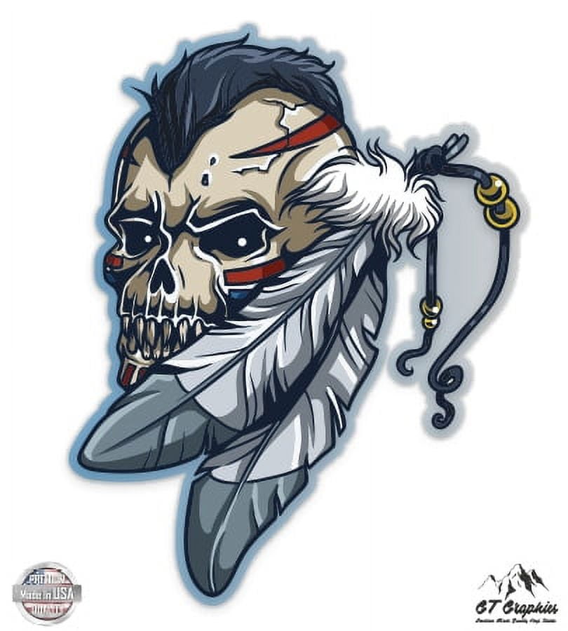 Native American Skull - 12" Vinyl Sticker Waterproof Decal - Walmart.com