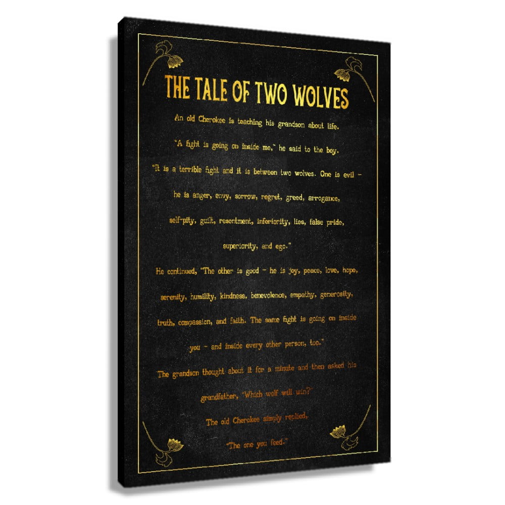 Native American The Tale of Two Wolves Quote Wall Art Prints Poster ...