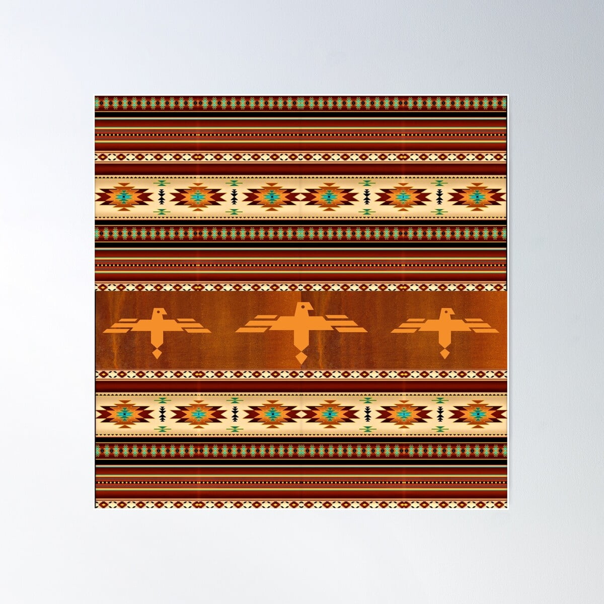 Native American Thunderbird With Tribal Pattern Poster Wall Art, Modern ...