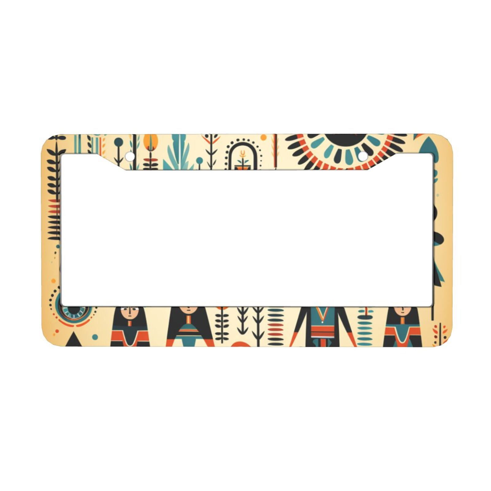 Native American Tribe Cartoon Art Car License Plate Frame Aluminum ...