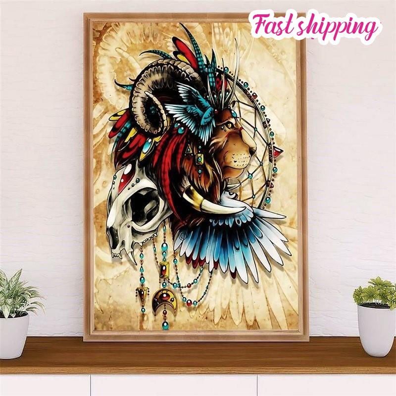 Native American Tribe Native Lion American Indians Poster Wall Art ...