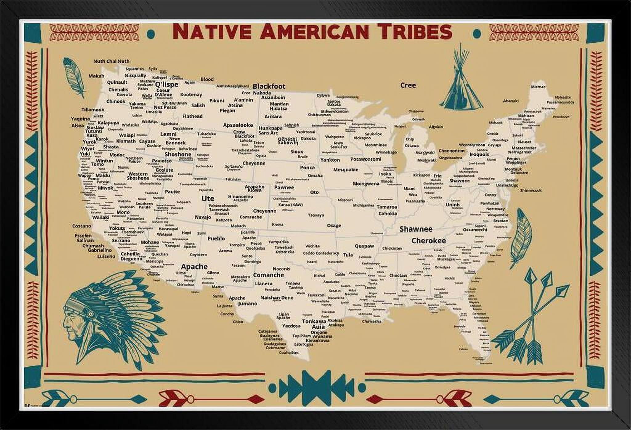 Native American Tribe State Icons Map Native Indigenous People Picture ...