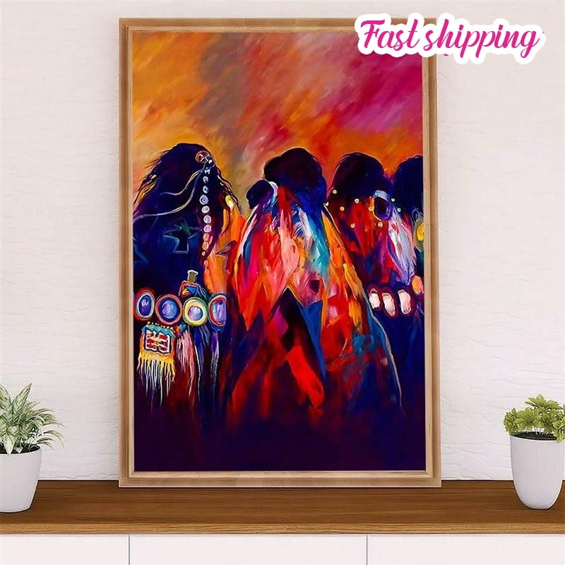 Native American Tribe Watercolor Painting American Indians Poster Wall ...