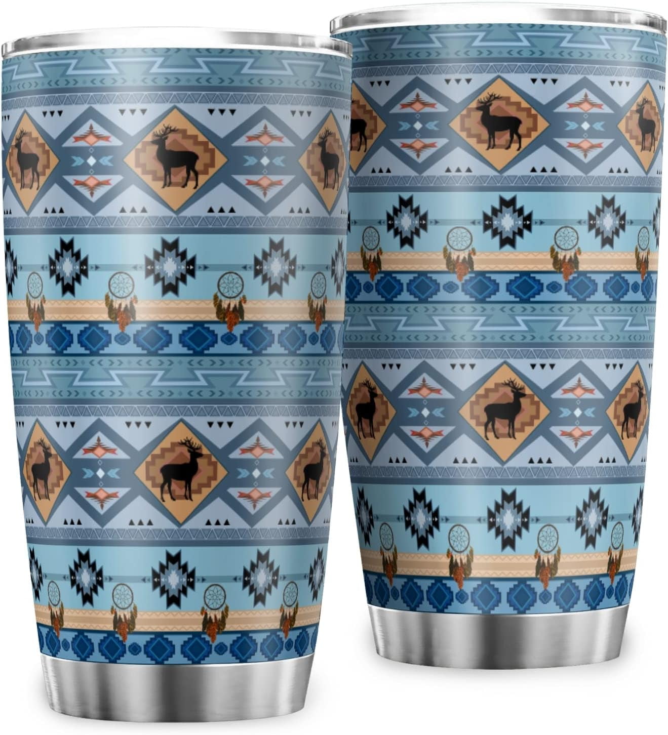 Native American Tumbler With Flip Lid Stainless Steel Coffee Cups ...