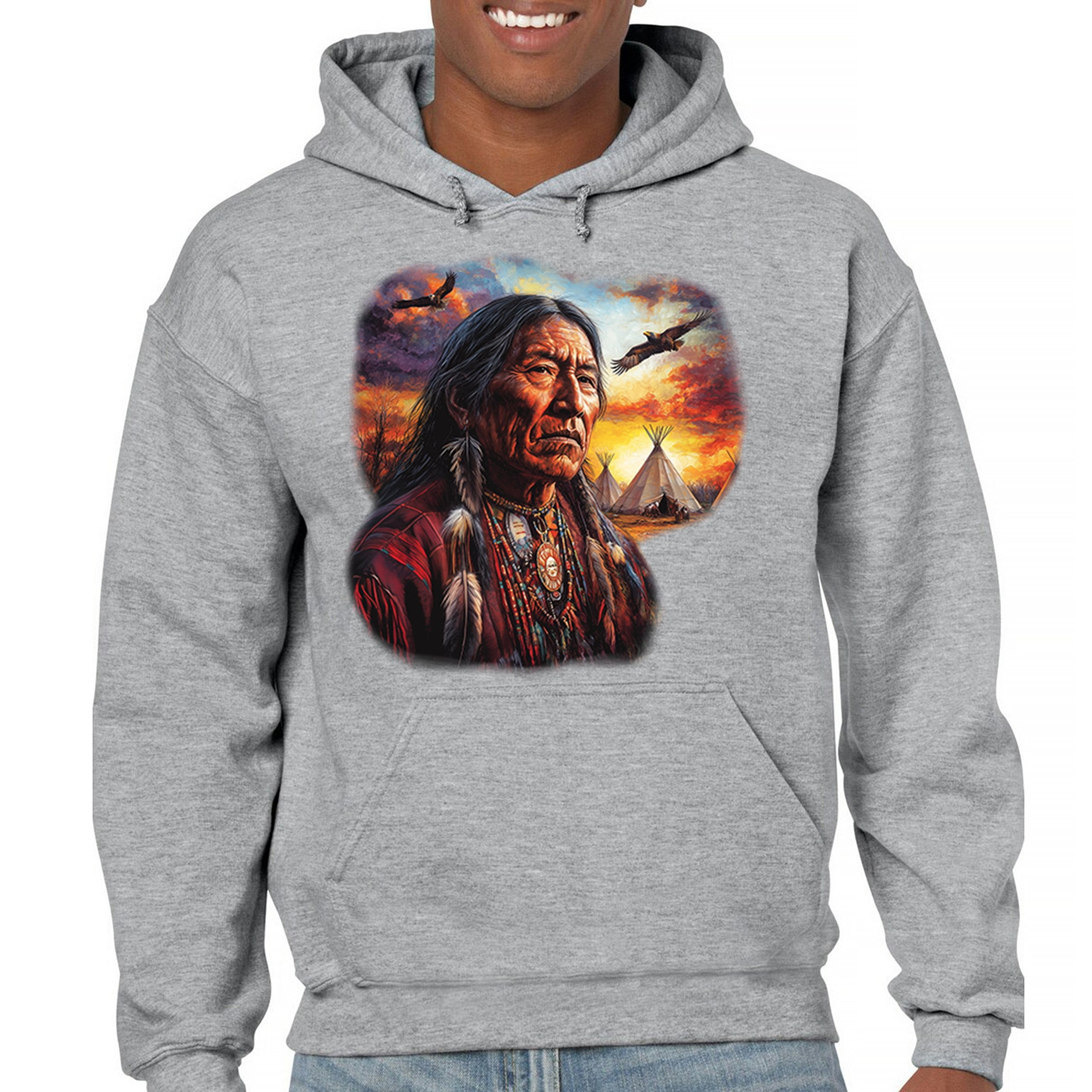 Native American Village Chief Sweatshirt Tribal Spirit Warrior Nature ...