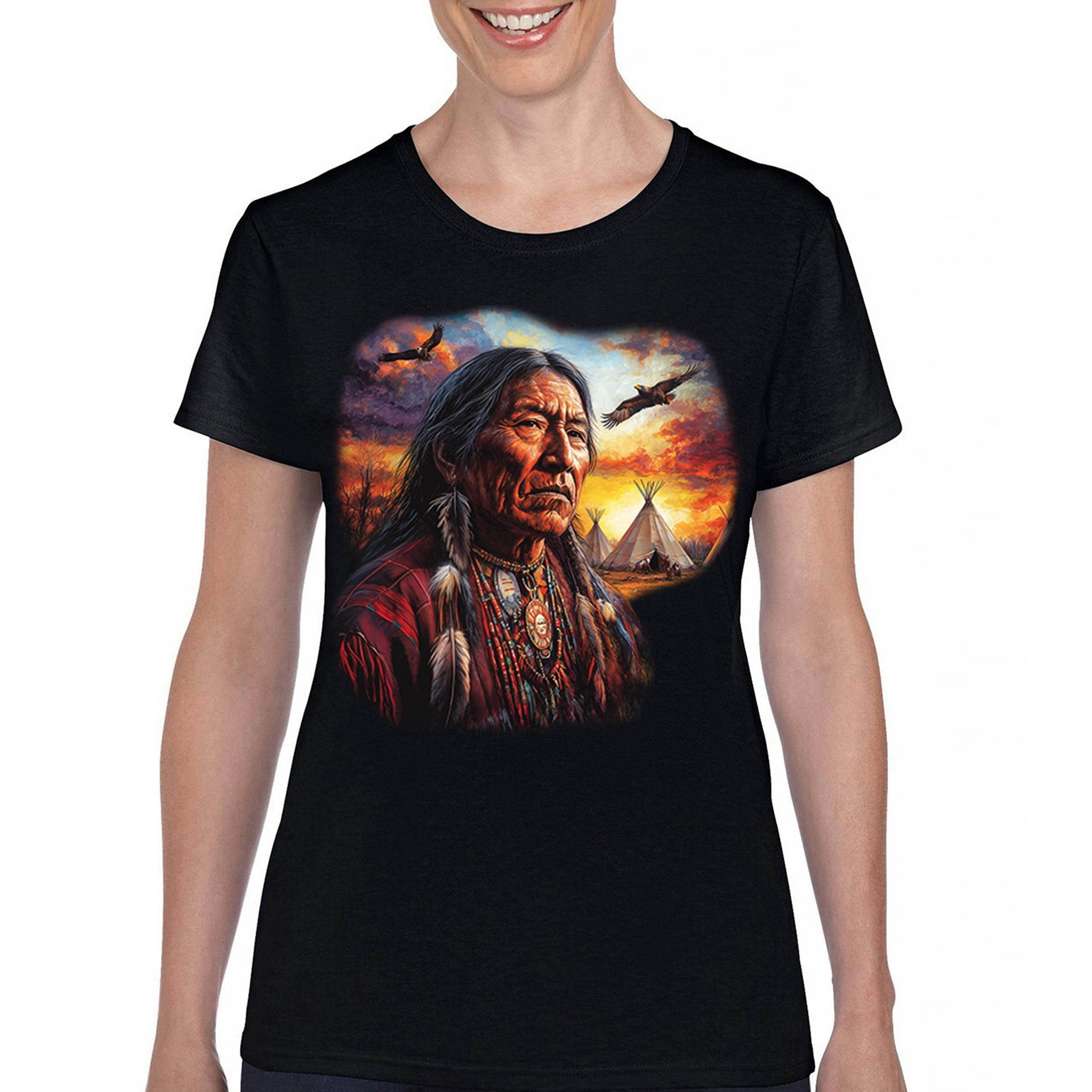 Native American Village Chief T-Shirt Tribal Spirit Warrior Nature ...