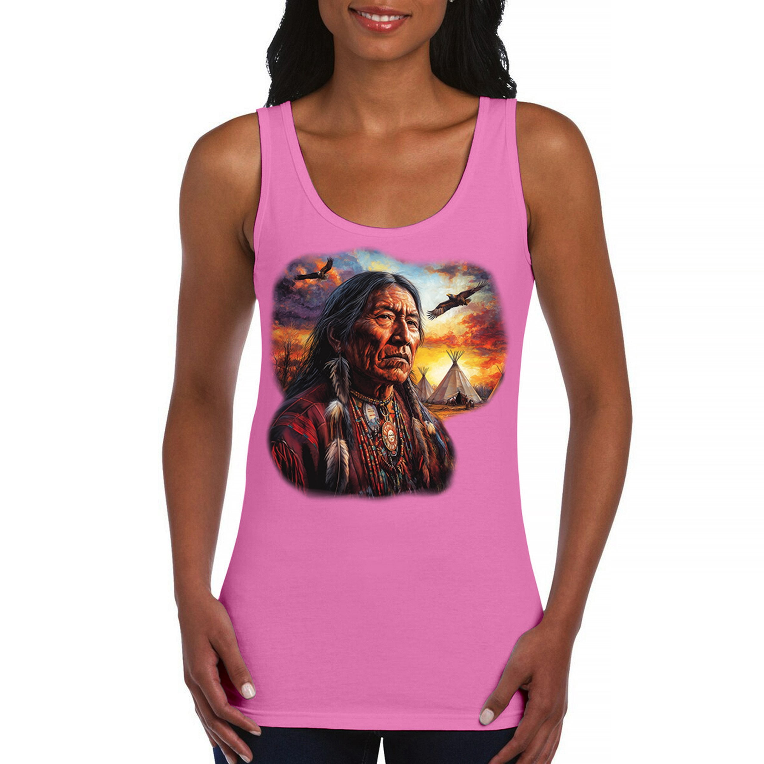 Native American Village Chief Women's Tank Top Tribal Spirit Warrior ...